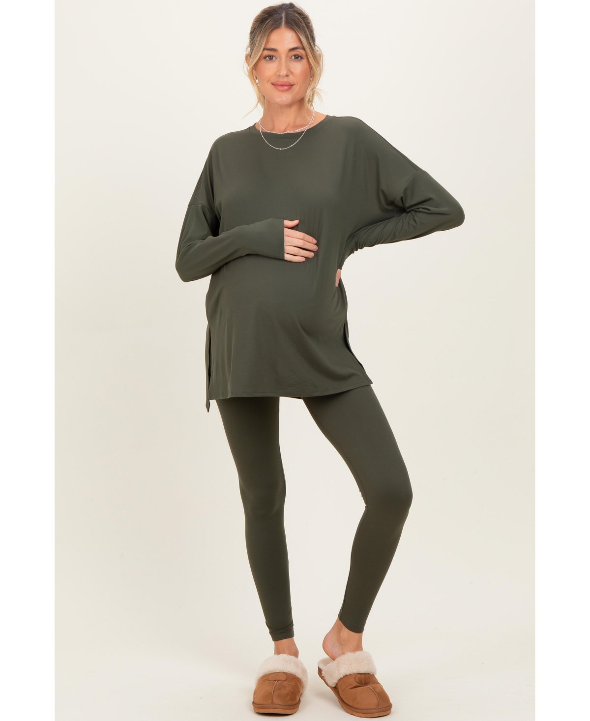 Click here for Pinkblush Maternity Light Mocha Brushed Knit Overs... prices