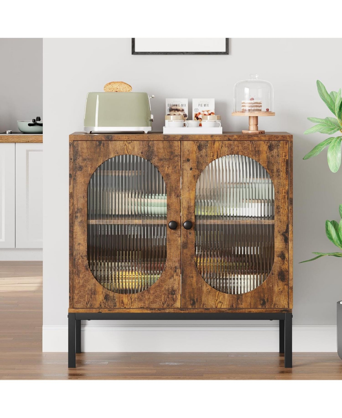 Click here for gaomon Modern Storage Cabinet with Fluted Glass Do... prices