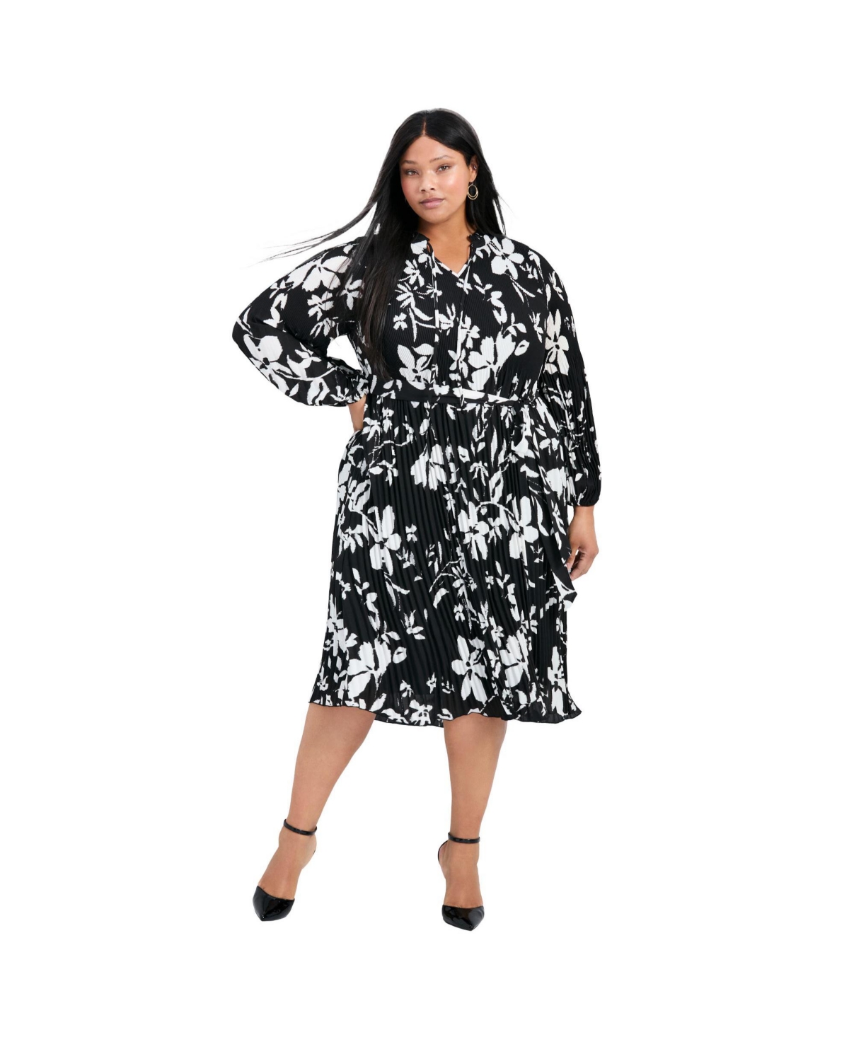 Click here for Avenue Womens Liana Pleated Blouson Sleeve Dress -... prices