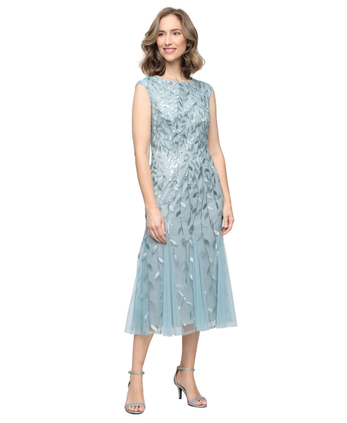 Click here for Alex Evenings Petite Embroidered Midi Dress - Ice... prices