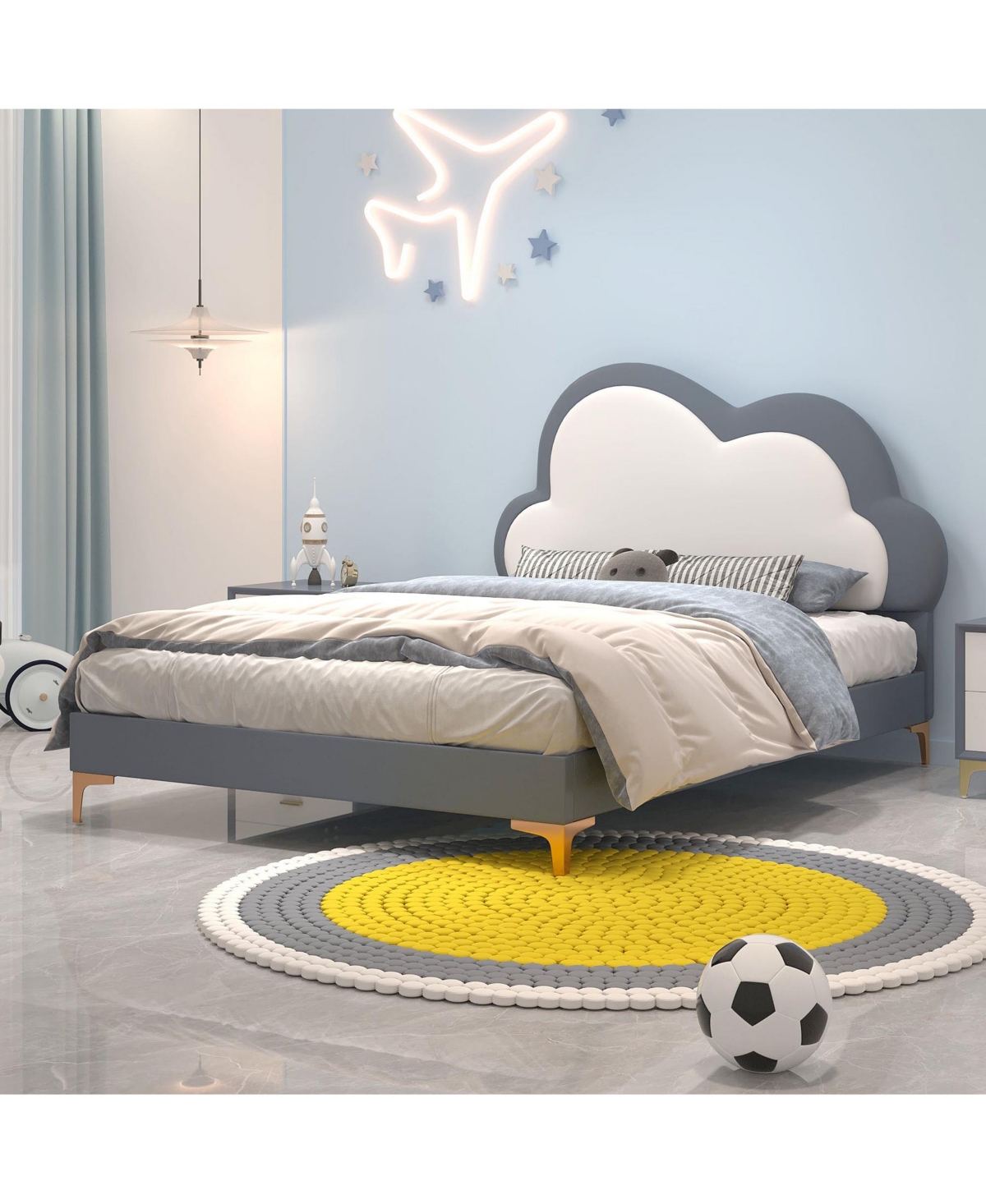 Click here for Queen Size Platform Bed Frame with Cloud Shape Hea... prices