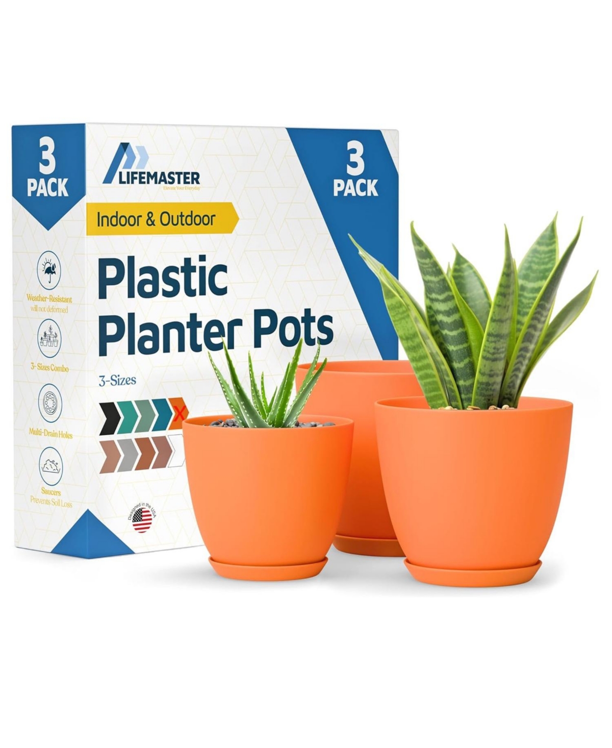 Click here for Yellow Plant Pots 3 Pack with Drainage Holes & Sau... prices