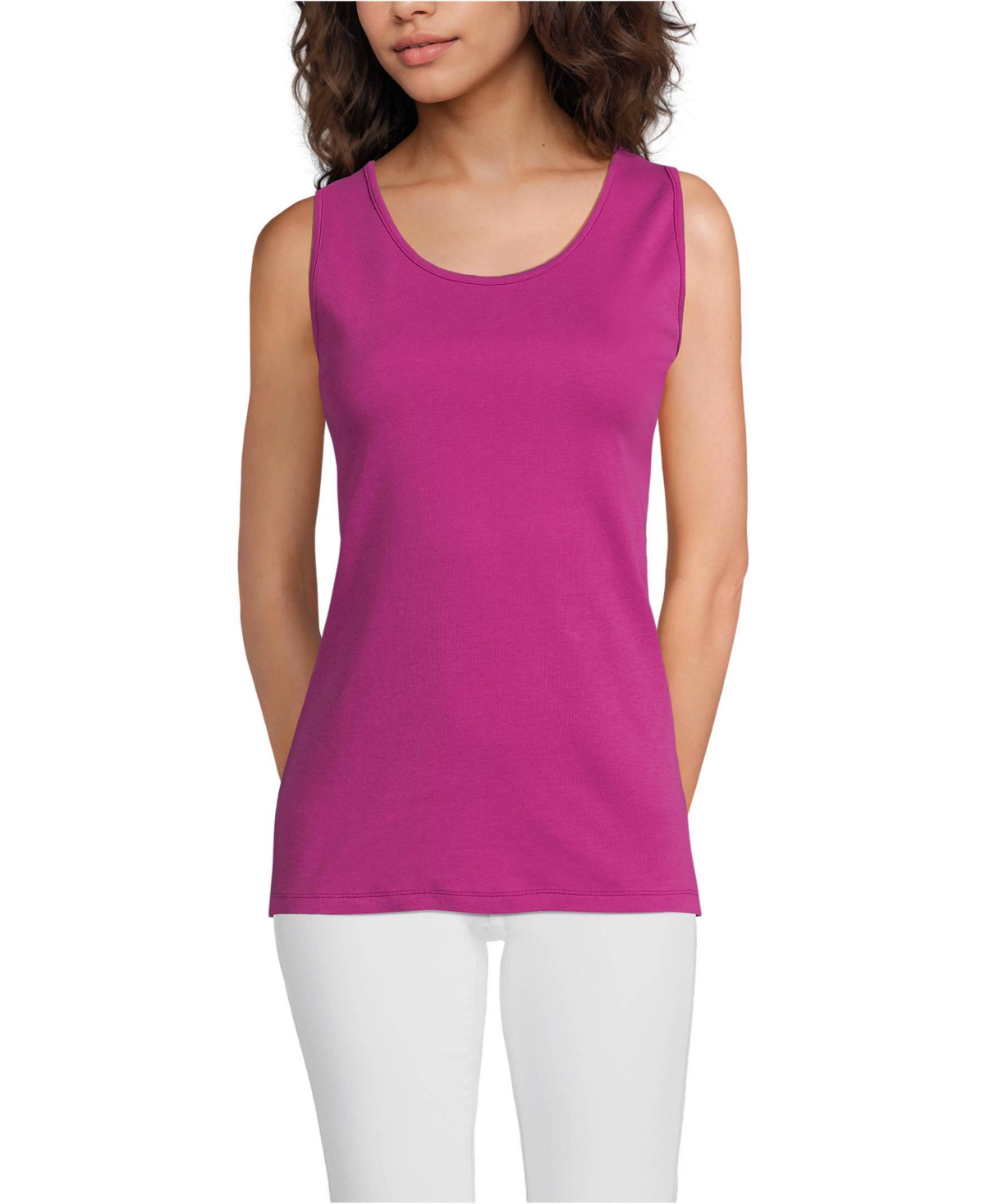 Click here for Lands End Womens Cotton Tank Top - Raspberry sorbe... prices