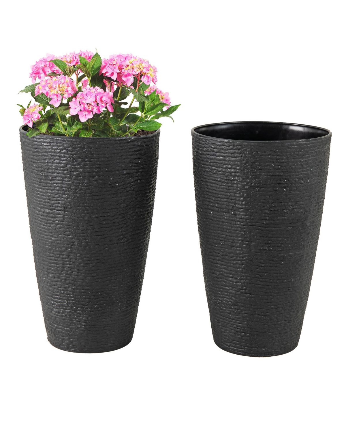 Click here for 21 Inch Tall Round Plastic Planters Set of 2 Flowe... prices