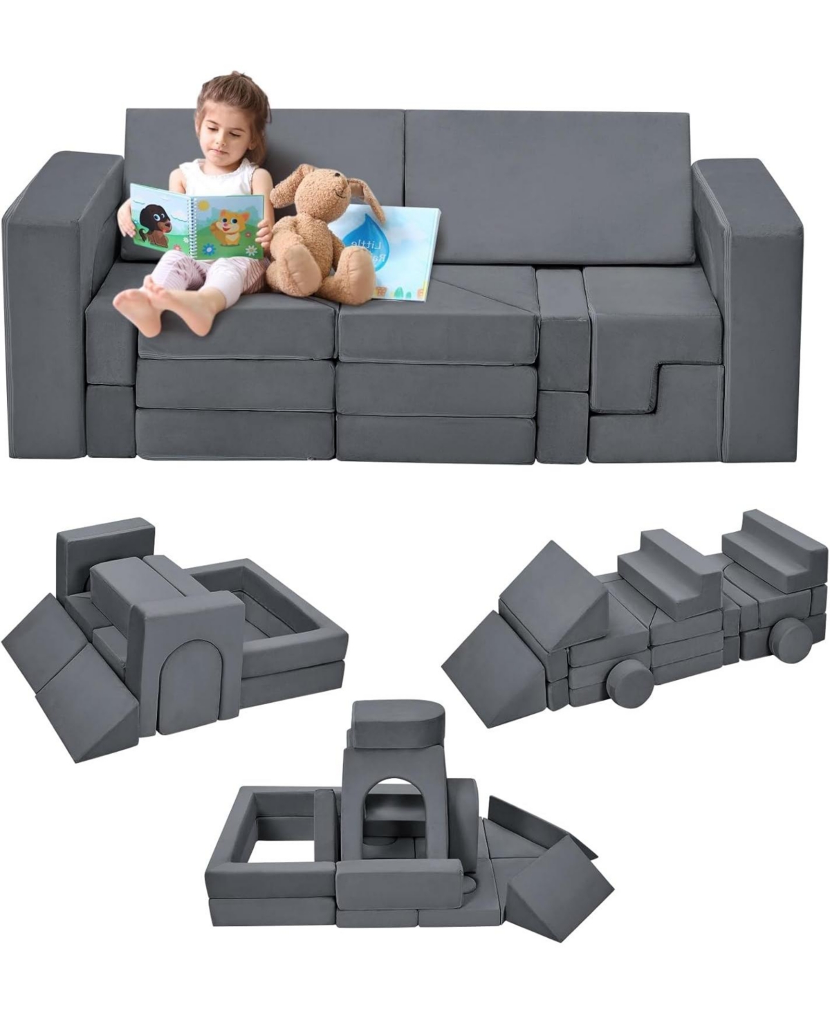 Click here for 22-Piece Modular Kids Play Couch  Convertible Nugg... prices