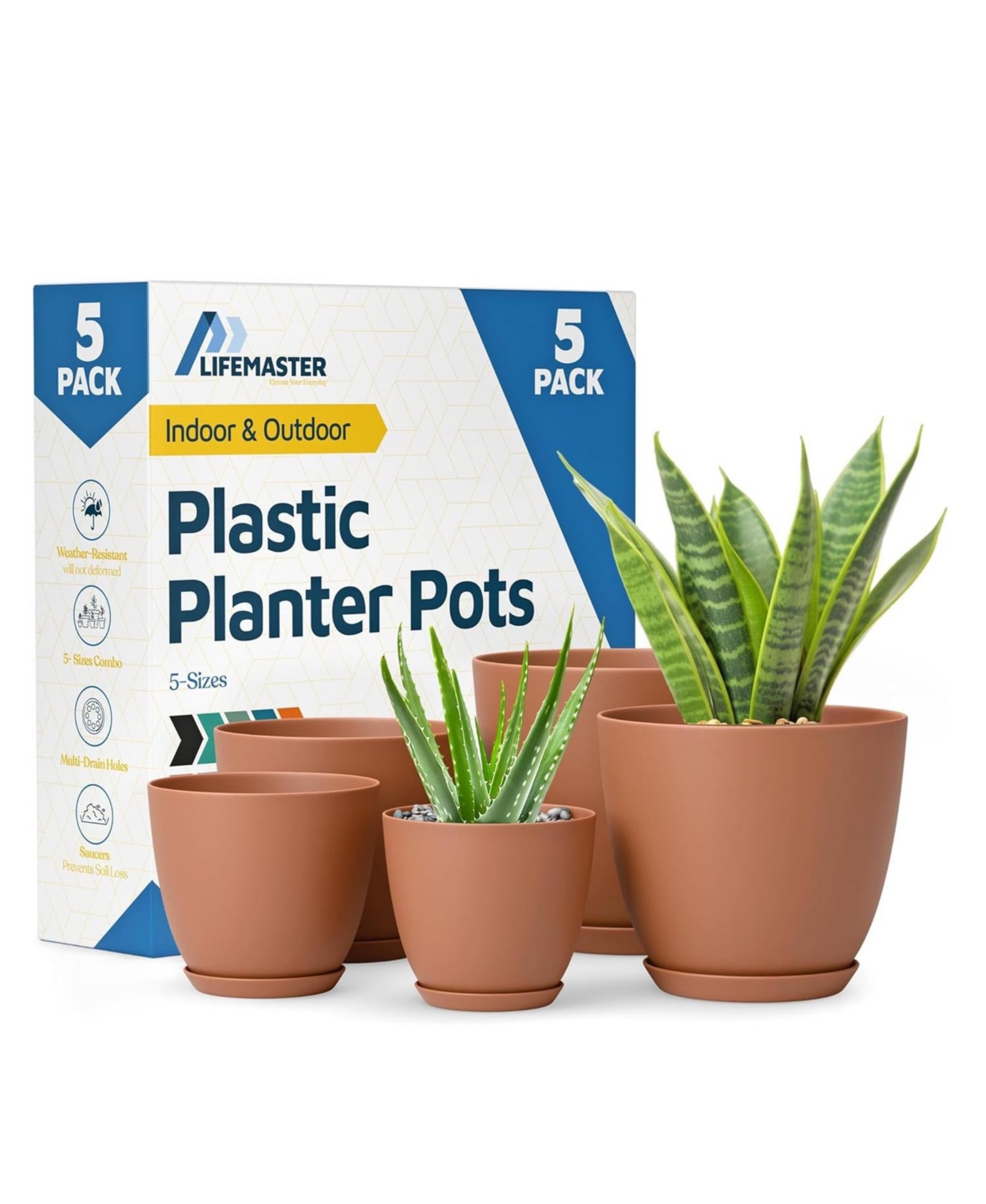 Click here for Terracotta plant pots 5 pack with drainage holes &... prices