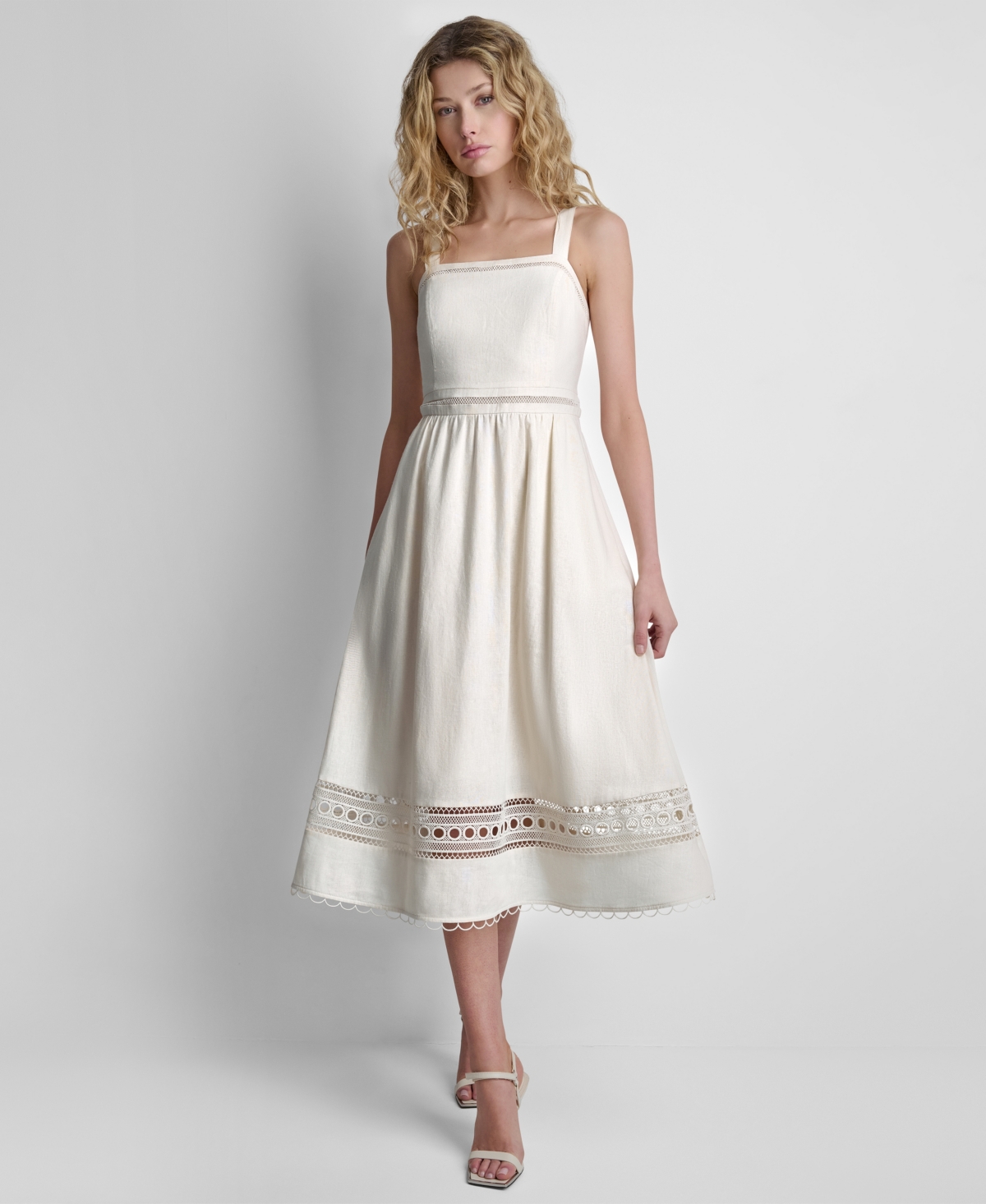 Click here for Dkny Womens Sleeveless Straight Neck Loop Lace Dre... prices