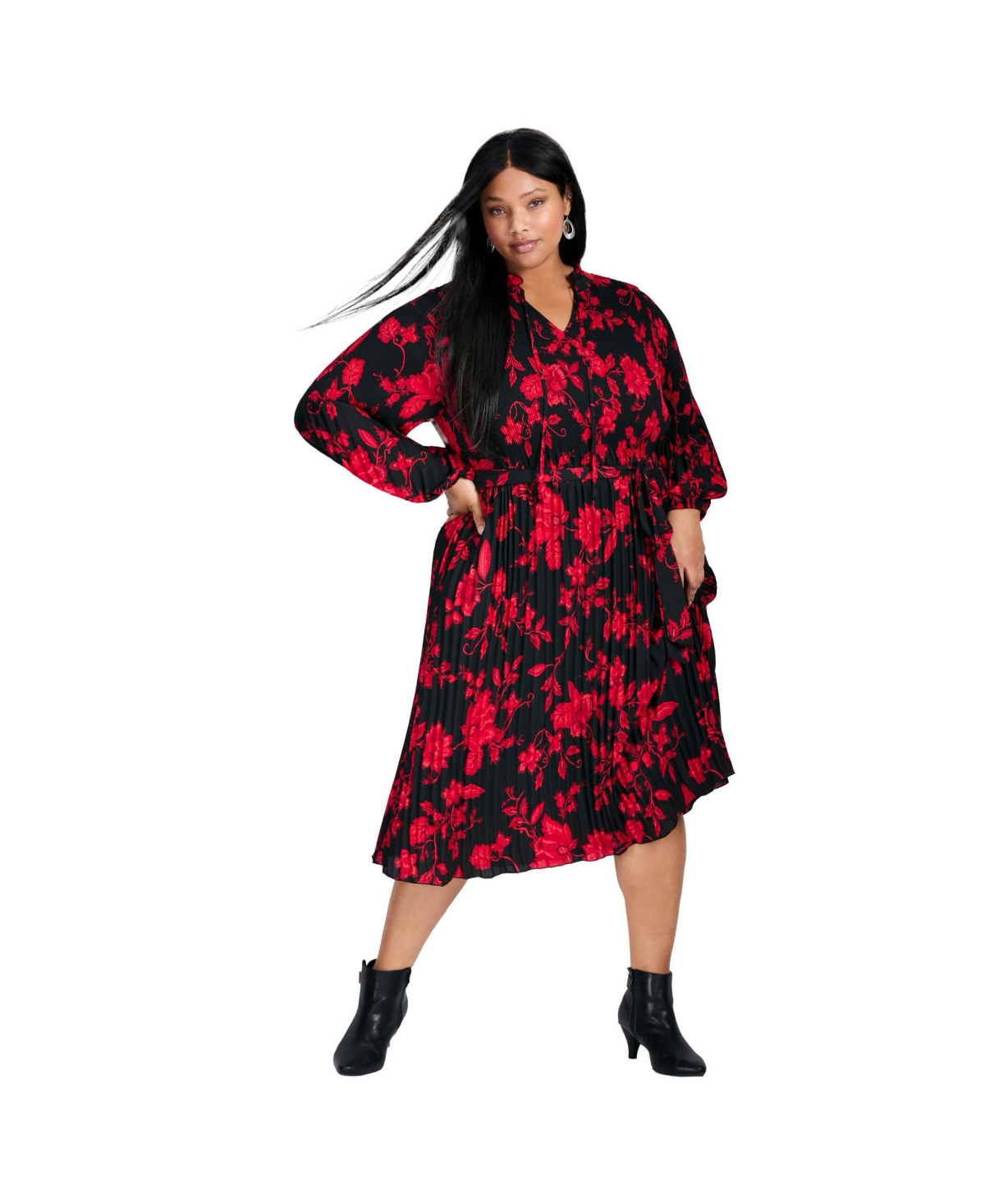 Click here for Avenue Womens Plus Size Liana Pleated Blouson Slee... prices