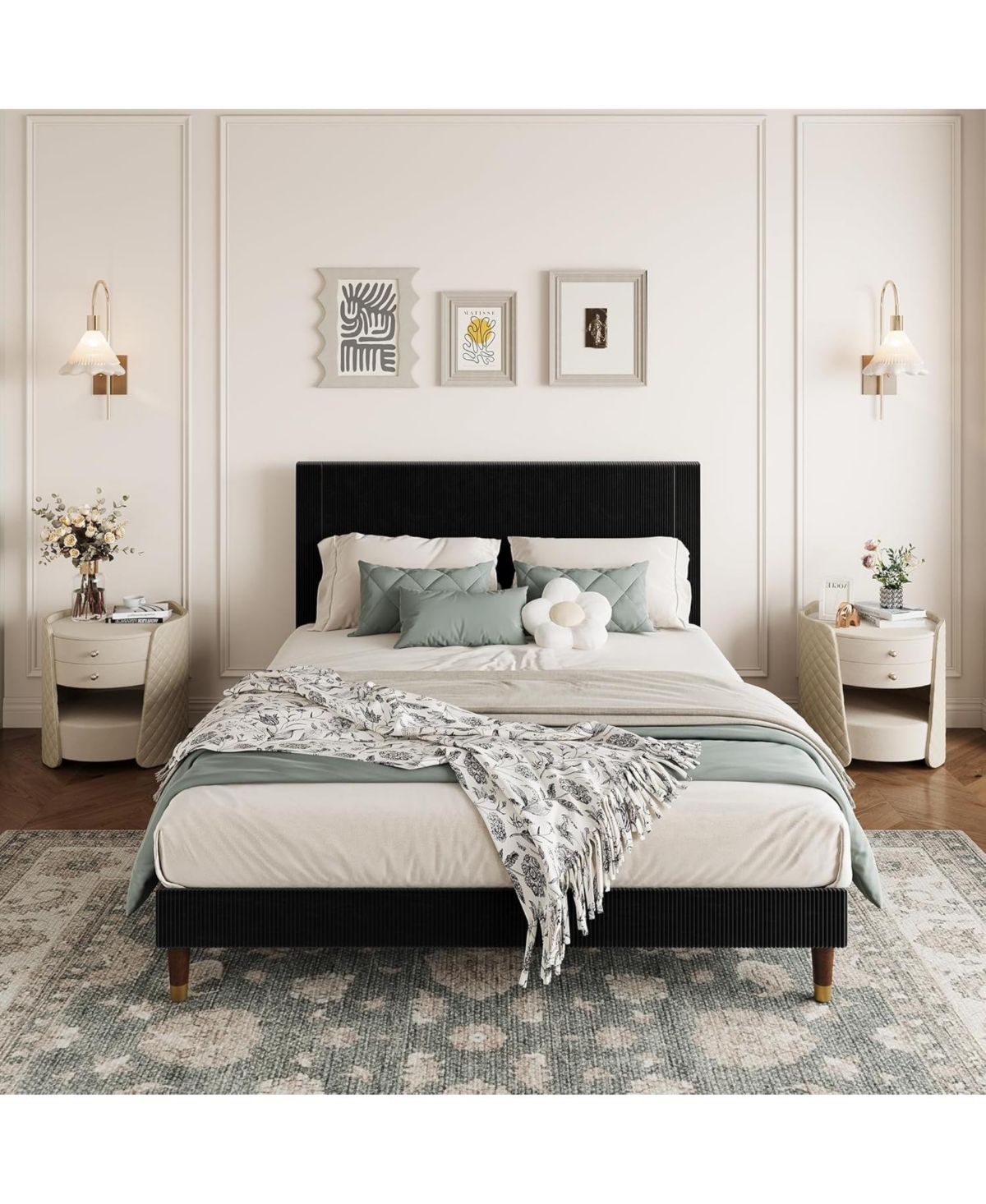 Click here for gaomon Platform Bed Frame with Headboard  Corduroy... prices