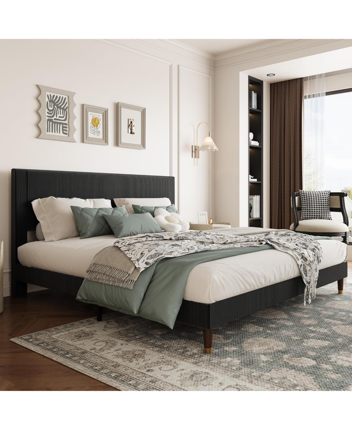 Click here for gaomon Platform Bed Frame with Headboard  Corduroy... prices