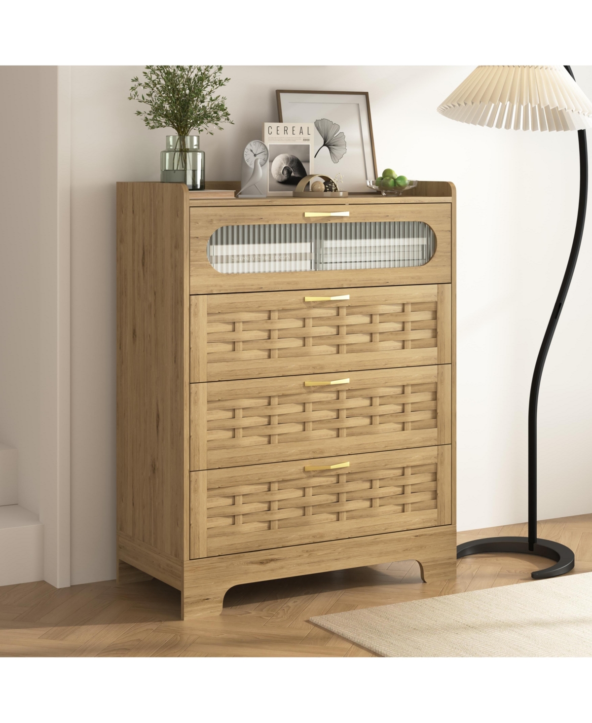 Click here for flynama Modern 4 Drawer Dresser Mdf Cabinet with W... prices