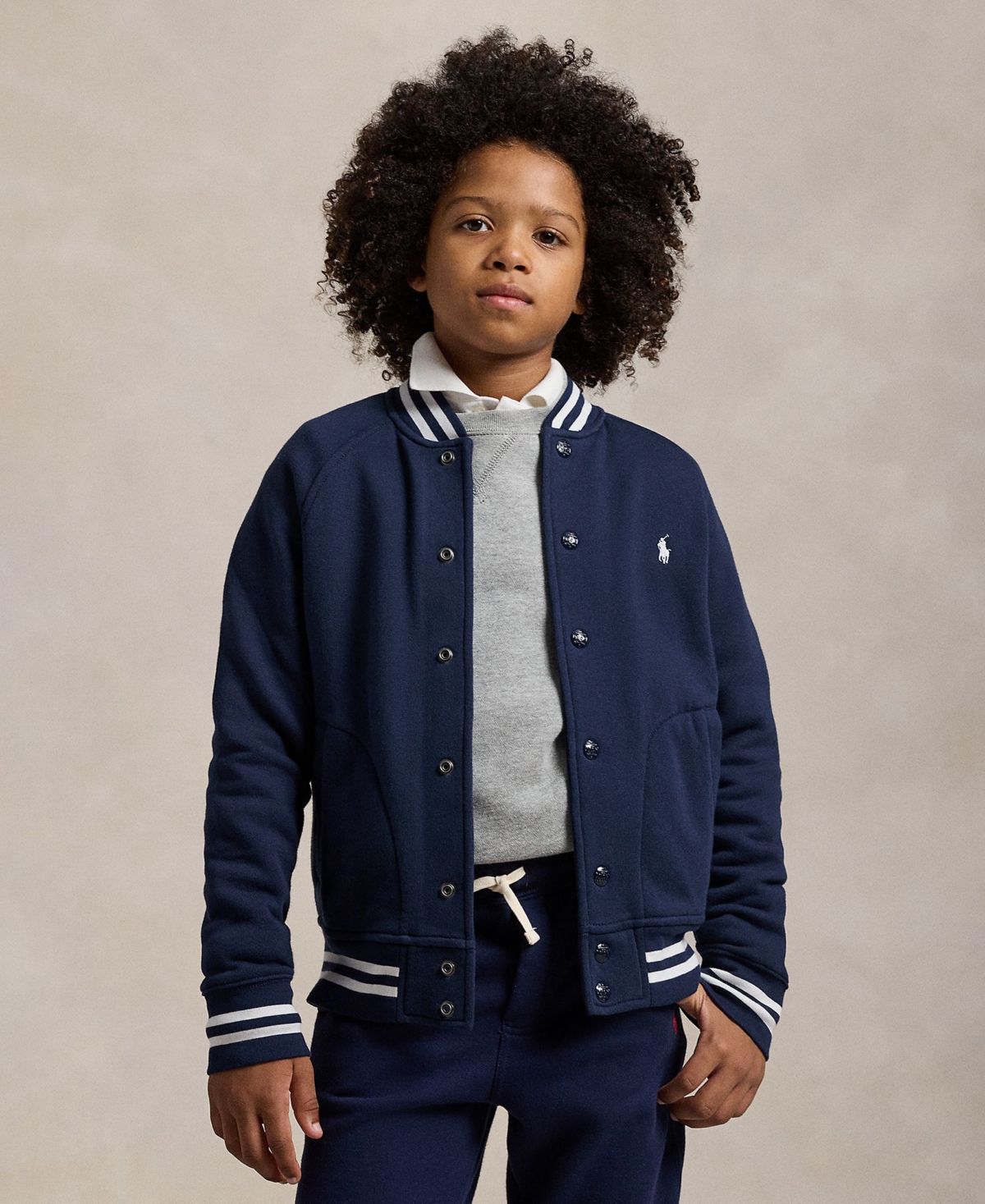 Polo Ralph Lauren Big Boys Fleece Baseball Jacket - Refined Navy