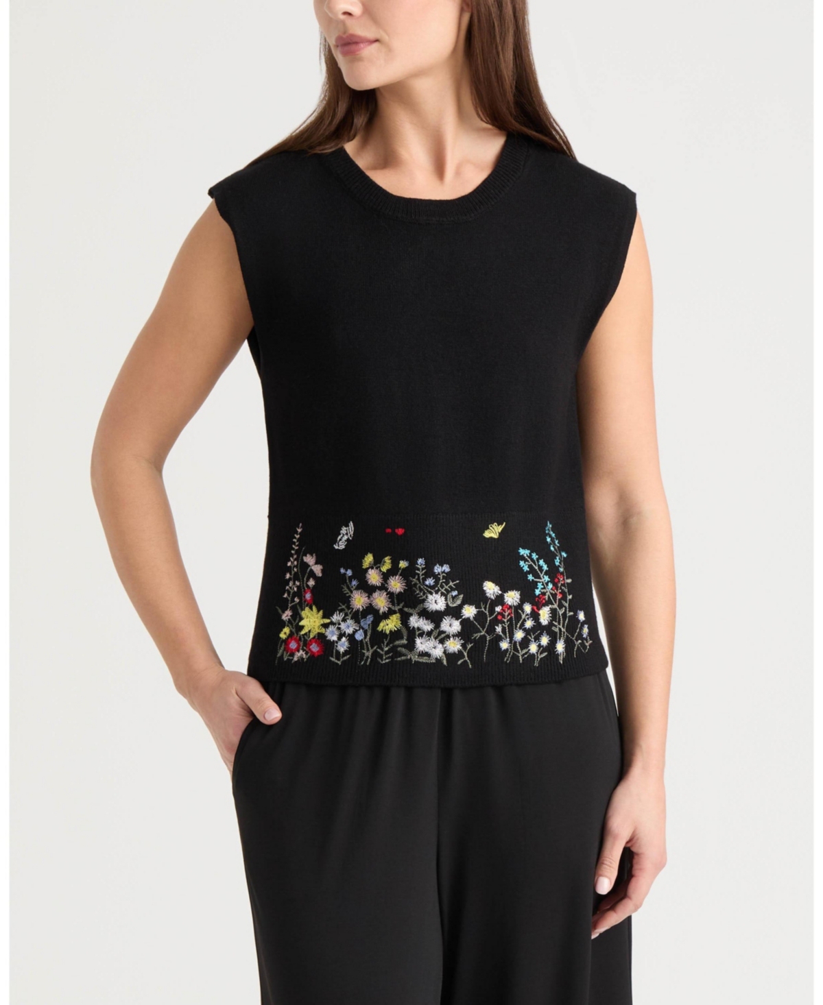 Click here for Ellen Tracy Womens Crewneck Sweater with Embroider... prices