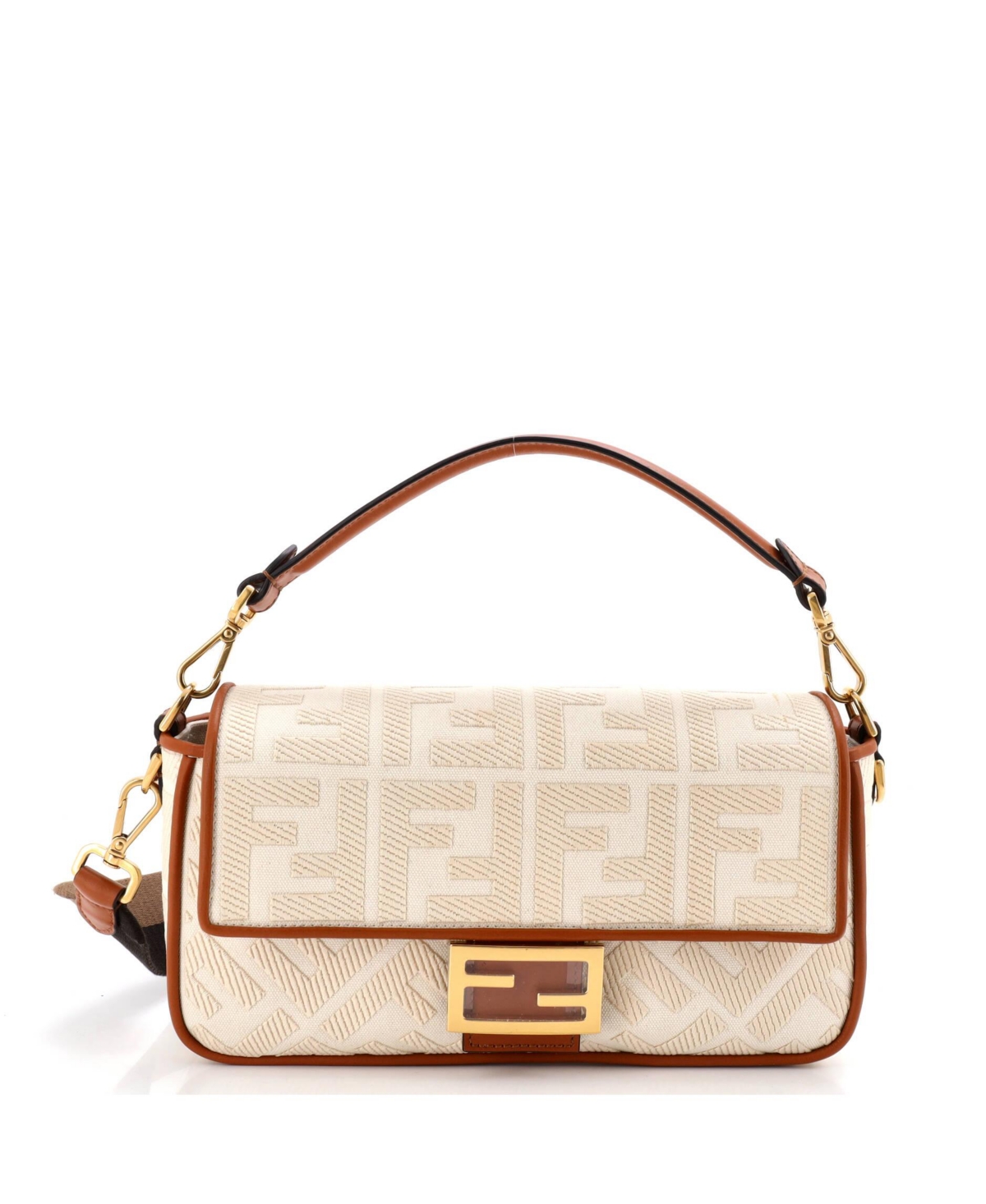 Click here for Pre-Owned Fendi Medium Baguette Nm Bag Zucca Embro... prices