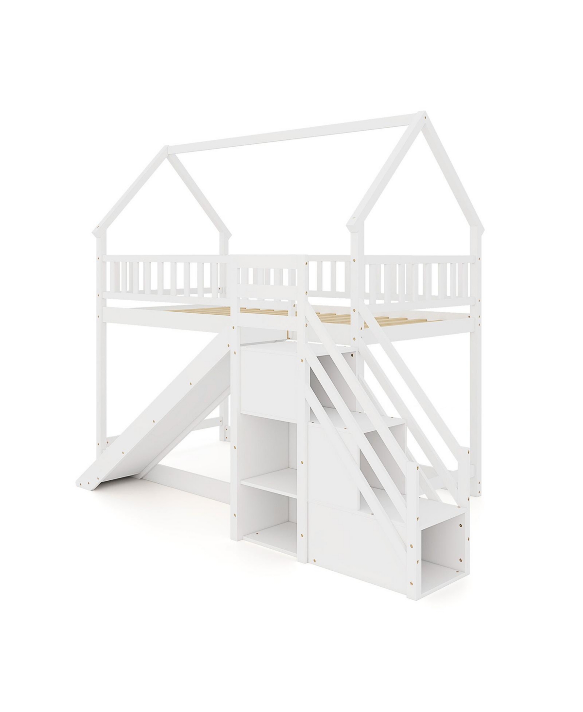 Click here for Sugift Twin Over Twin Bunk Bed with Slide and Stai... prices