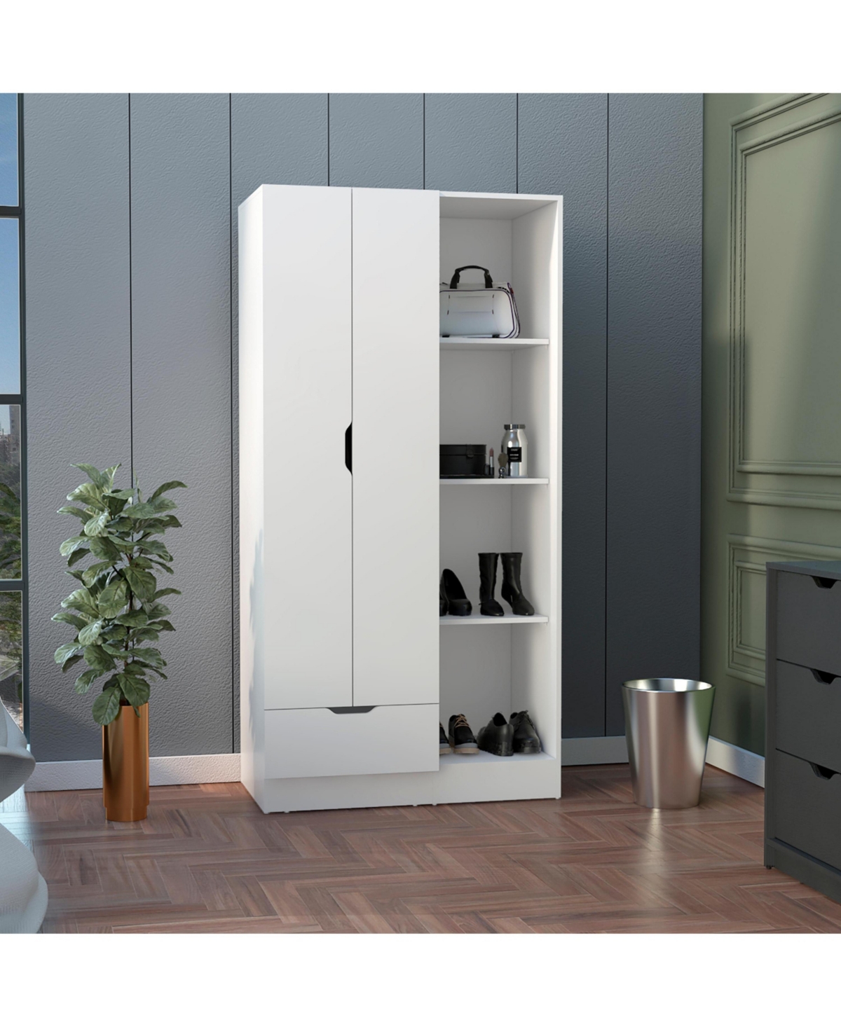 Click here for flynama Memphis Wardrobe Armoire with 4-Tier Shelv... prices