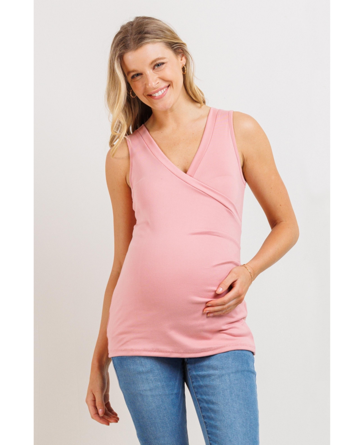 Click here for Hello Miz Maternity Sleeveless Ruched V-Neck Wrap... prices