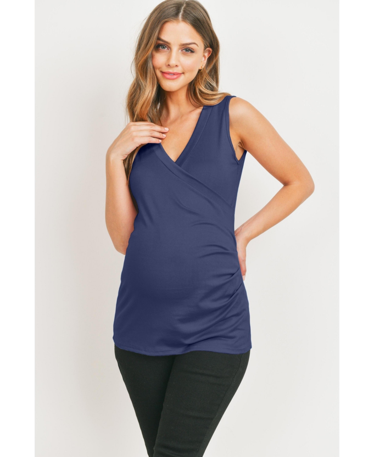 Click here for Hello Miz Maternity Sleeveless Ruched V-Neck Wrap... prices