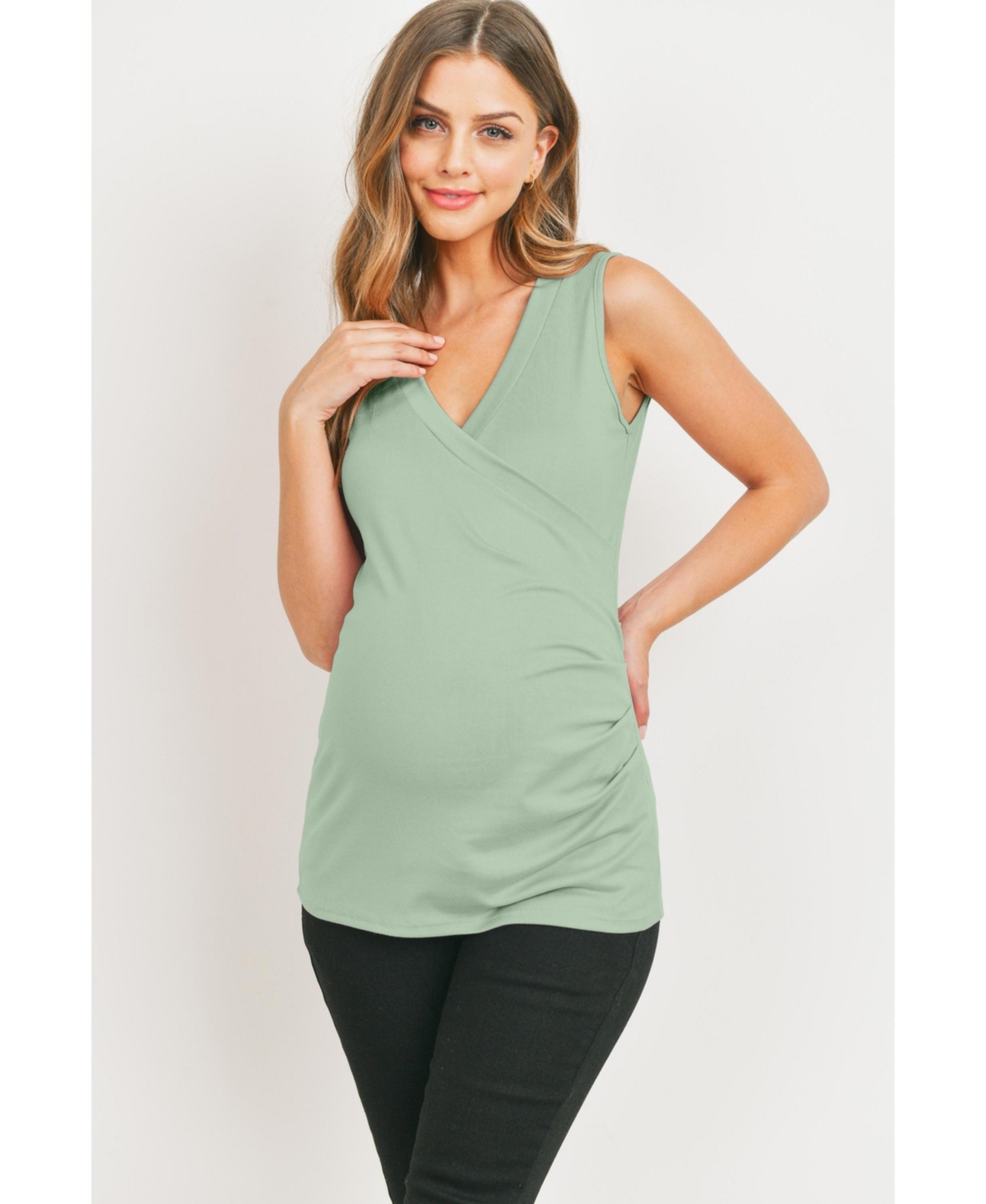 Click here for Hello Miz Maternity Sleeveless Ruched V-Neck Wrap... prices