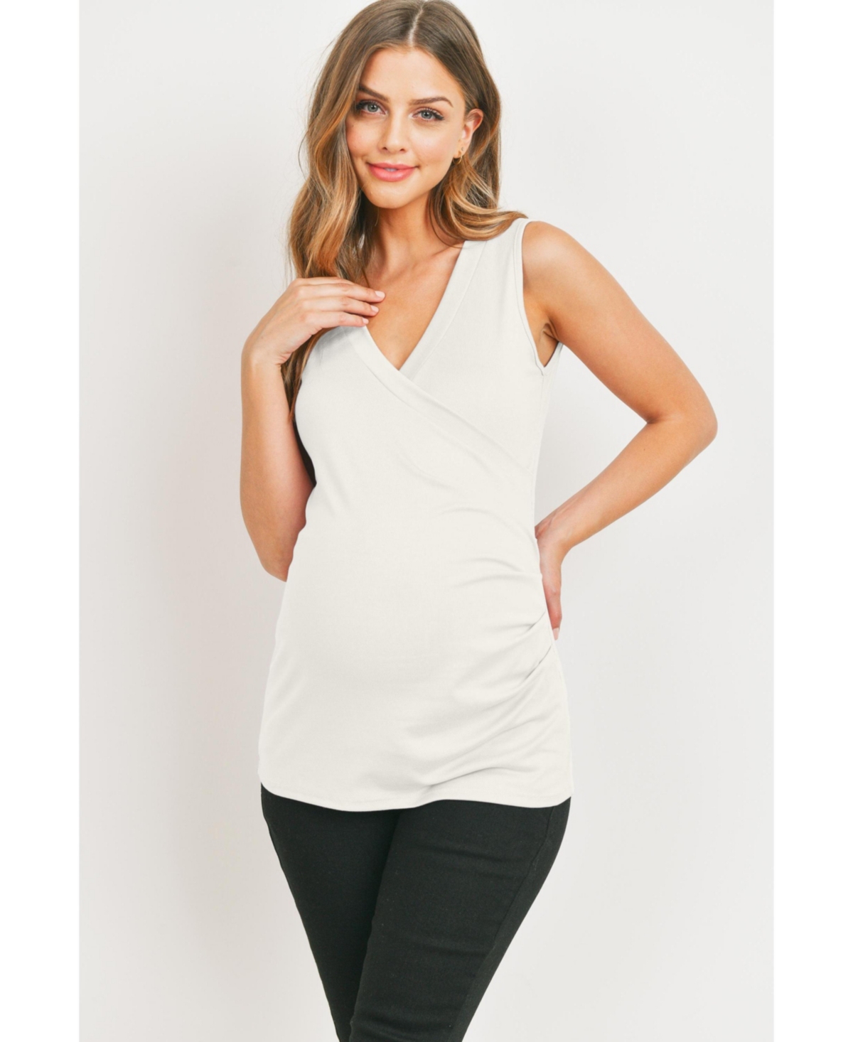 Click here for Hello Miz Maternity Sleeveless Ruched V-Neck Wrap... prices