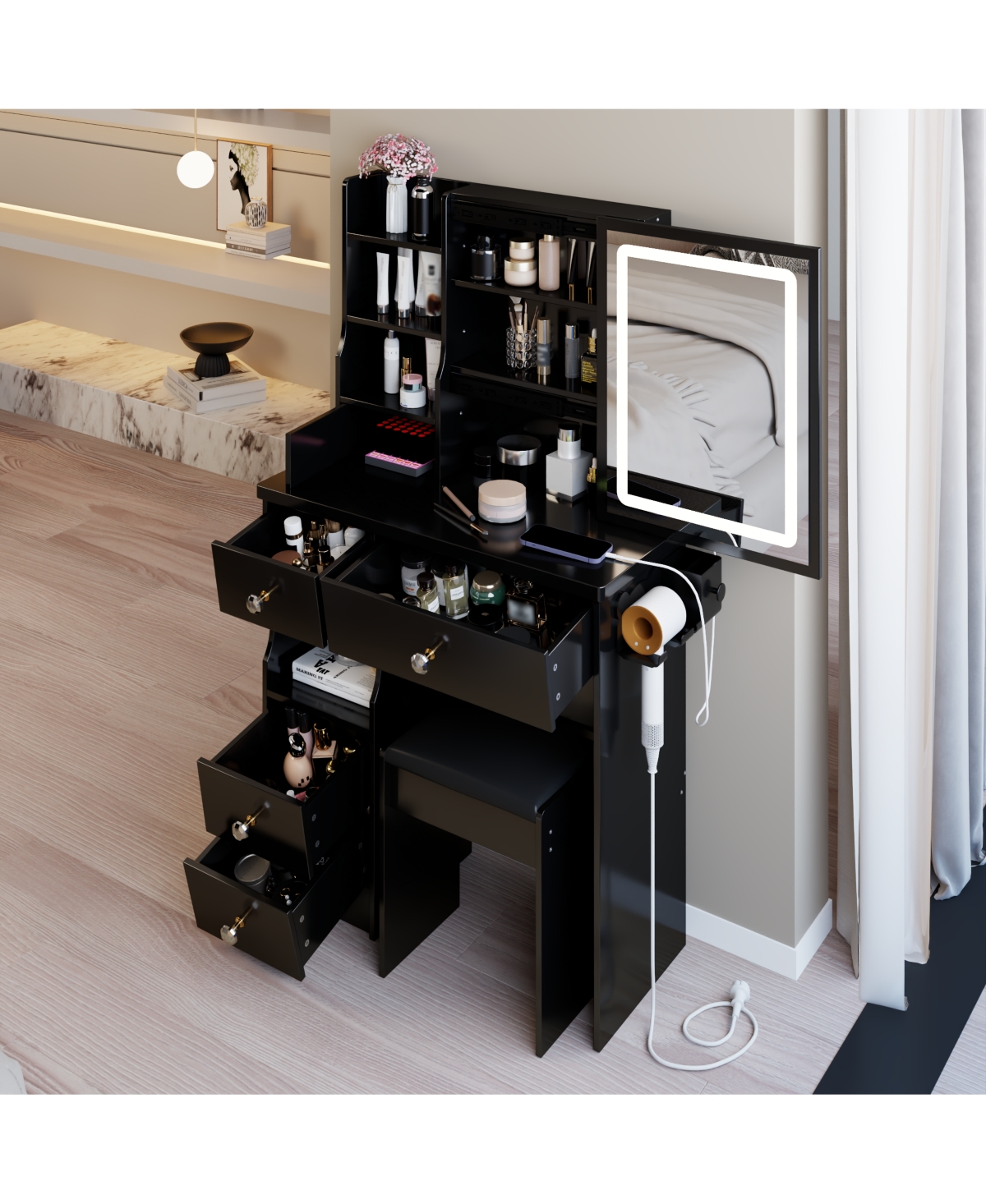 Click here for Flynama Small Size Drawer Desktop Vanity Table wit... prices