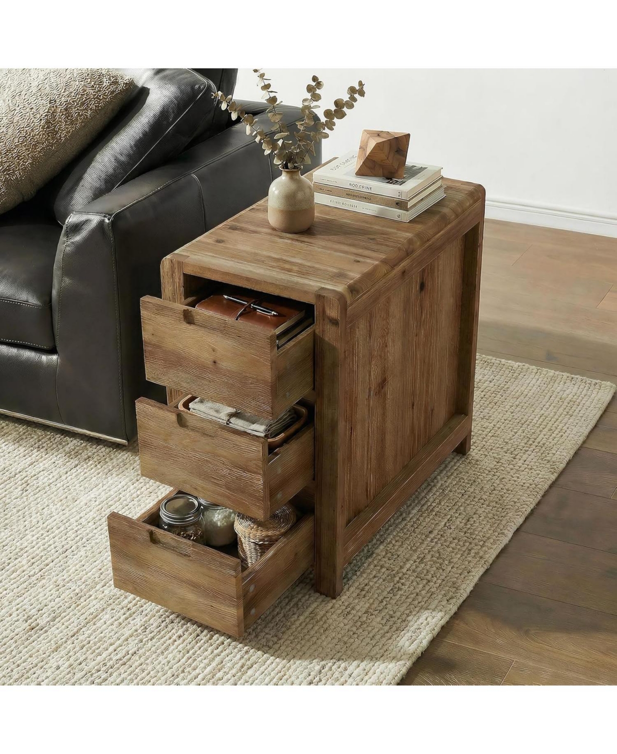 Click here for Tribesigns Wood End Table with 3 Drawers  Solid Wo... prices