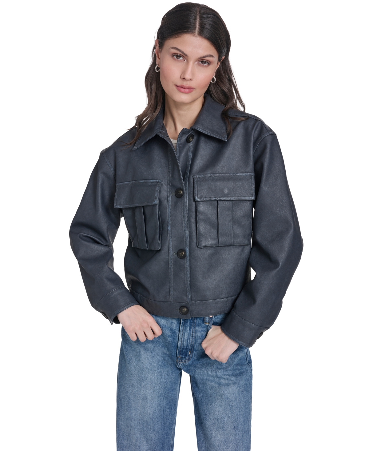 Click here for Levis Womens Faux Leather Button Closure Shacket -... prices