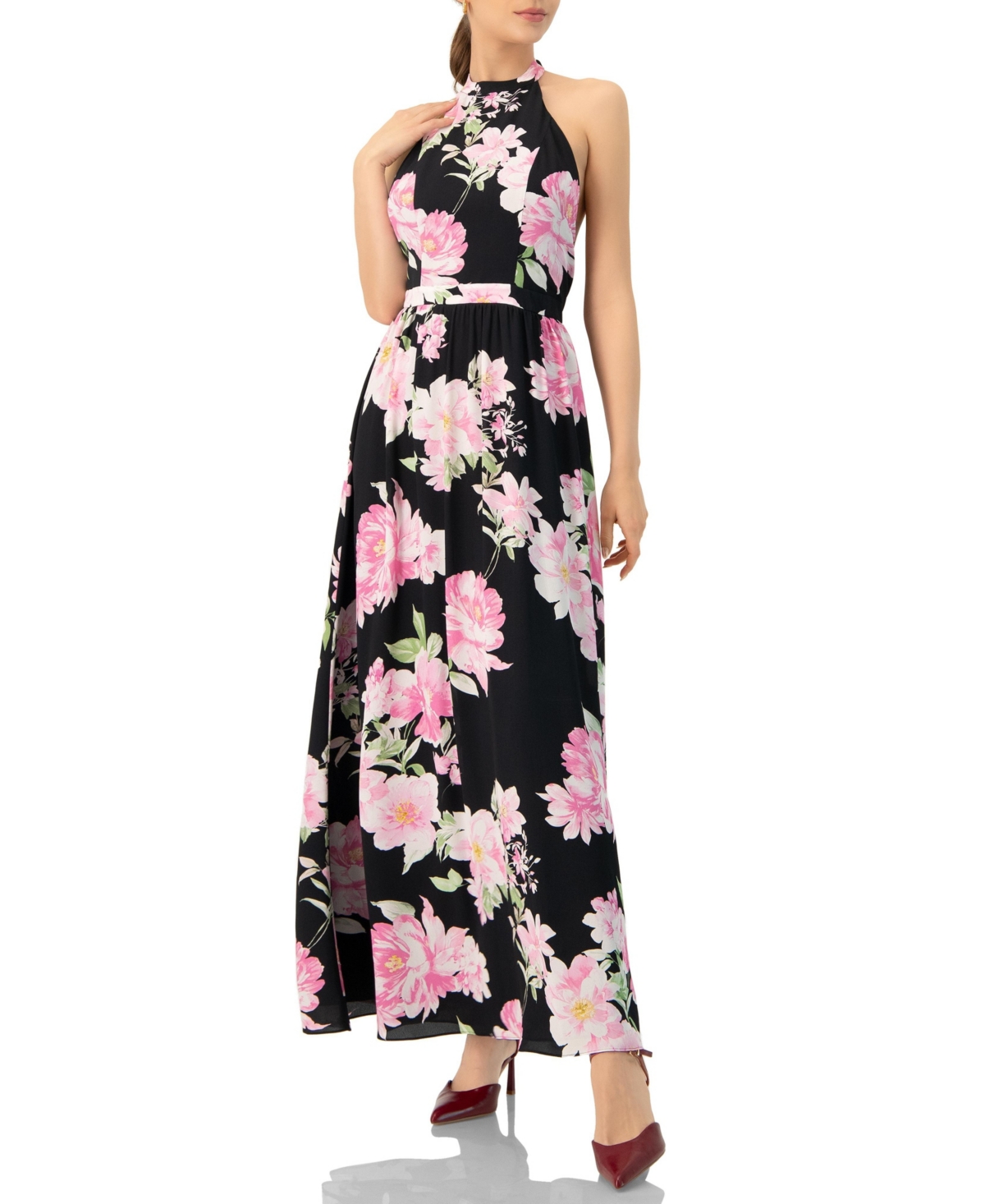 Click here for Ivonne Womens Floral Halter Neck Backless Maxi Dre... prices