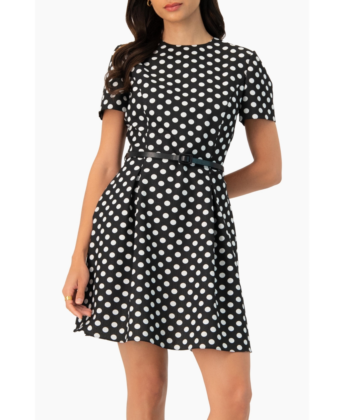 Click here for Ivonne Womens Polka Dot A-Line Short Dress - Black prices