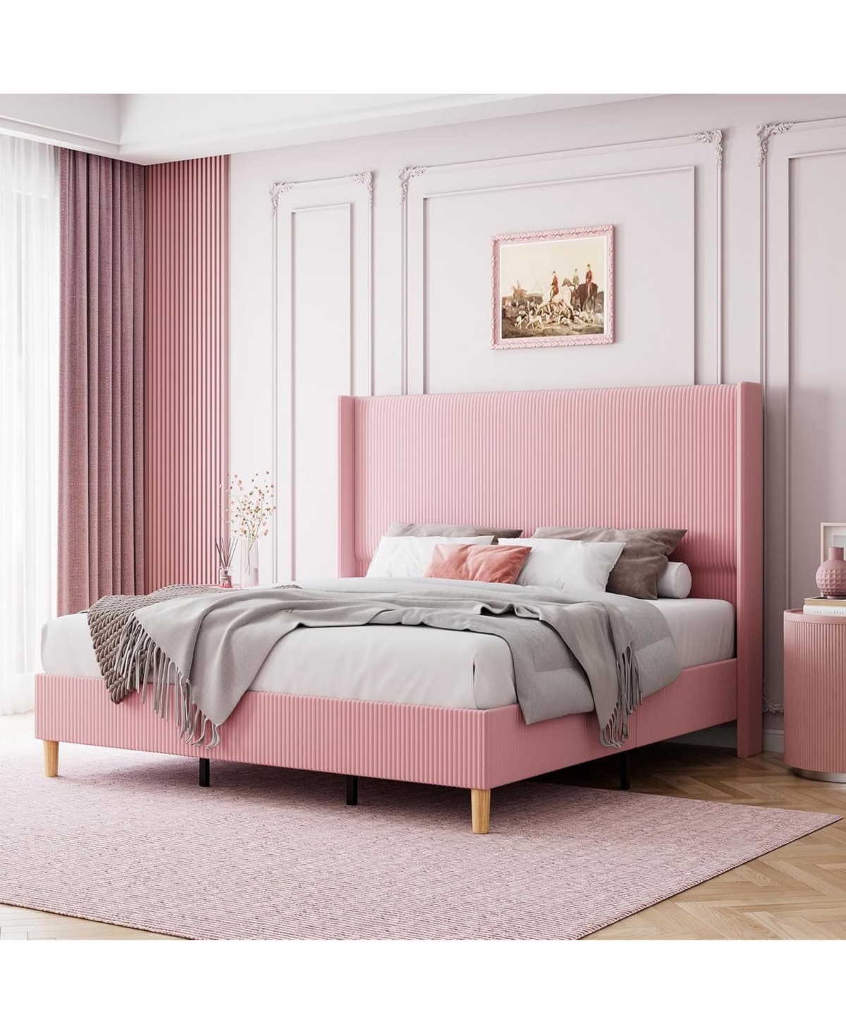 Click here for gaomon Queen Corduroy Upholstered Platform Bed  Ch... prices