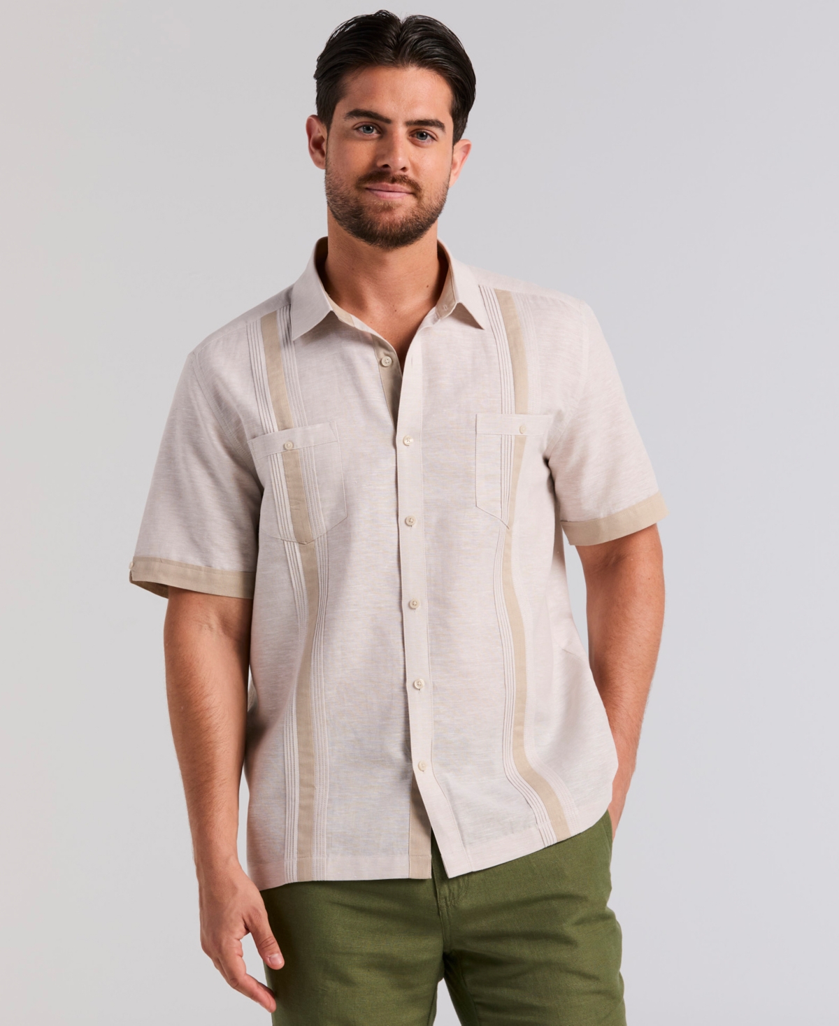 Click here for Cubavera Mens Cross-Dyed Short-Sleeve Pintucked Sh... prices