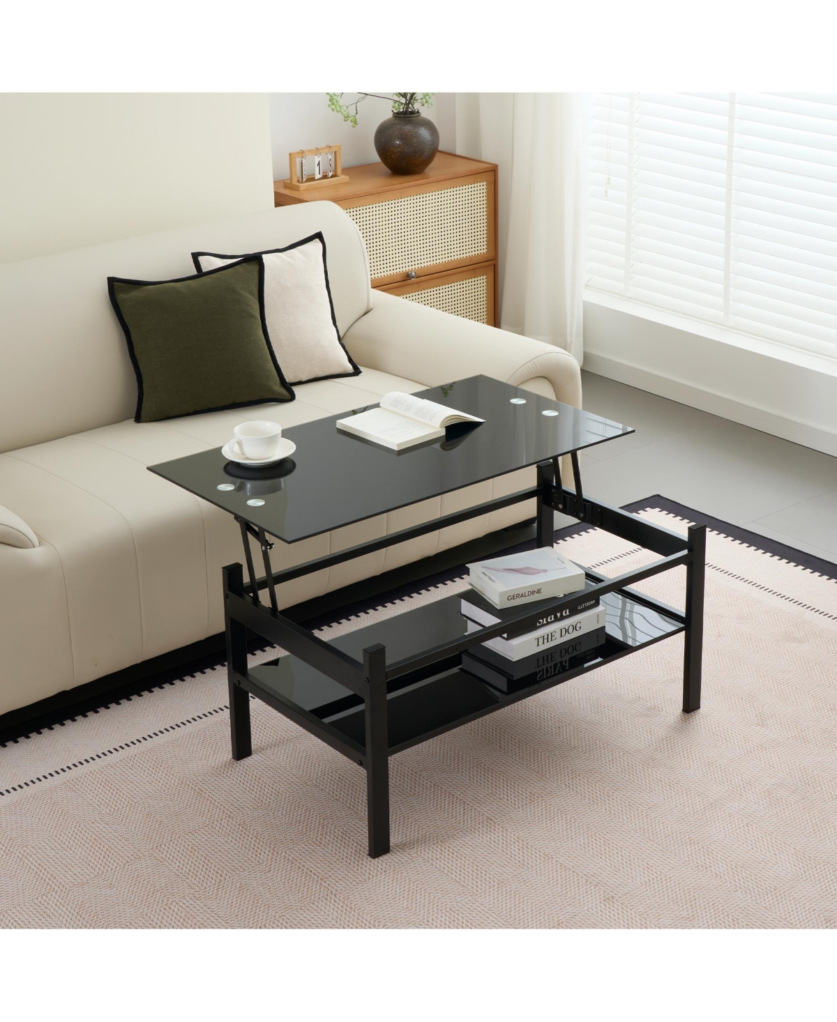 Click here for Rainsken Glass Lift Top Coffee Table - Modern Simp... prices