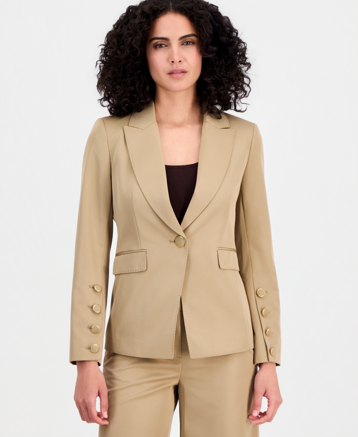 Click here for Tahari Asl Womens One-Button Peak-Lapel Blazer - K... prices