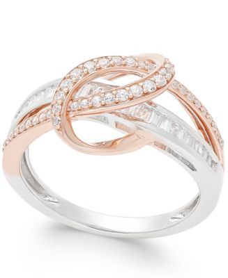 Diamond Two-Tone Swirl Ring (1/2 ct. t.w.) in 14k Rose and White Gold ...