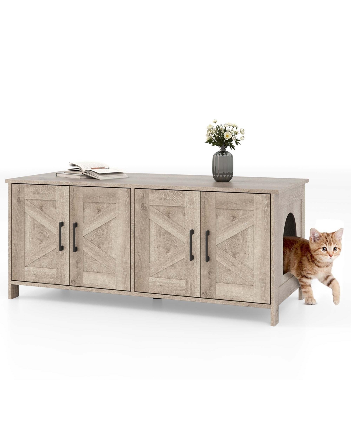 Click here for Gymax Cat Litter Box Enclosure for 2 Cats w/ Doubl... prices