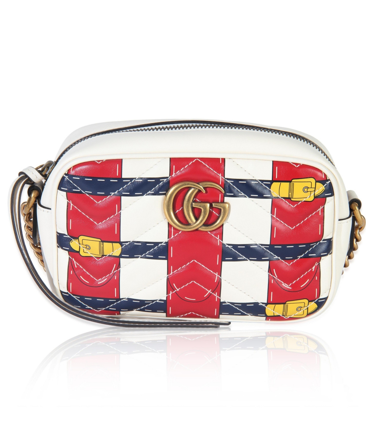 Click here for Pre-Owned Gucci Trompe LOeil Print Calfskin Matela... prices