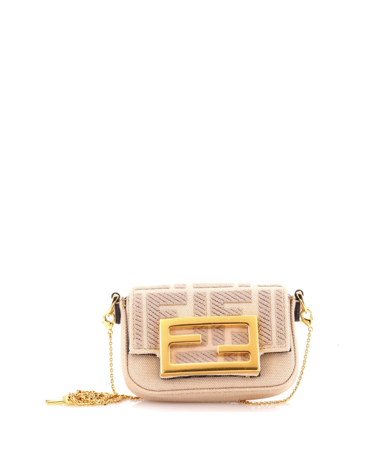 Click here for Pre-Owned Fendi Nano Chain Baguette Charm Bag Zucc... prices