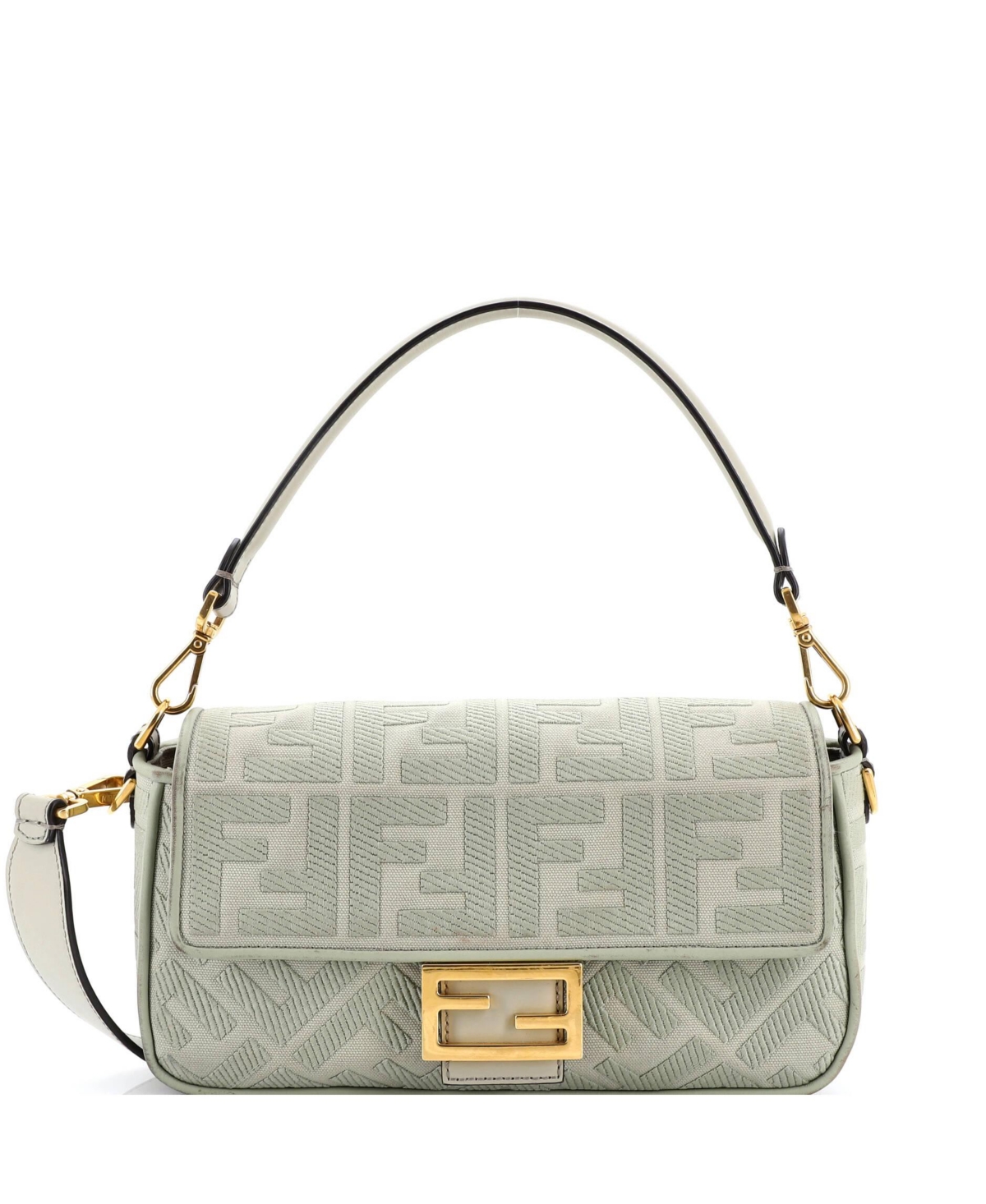 Click here for Pre-Owned Fendi Medium Baguette Nm Bag Zucca Embro... prices