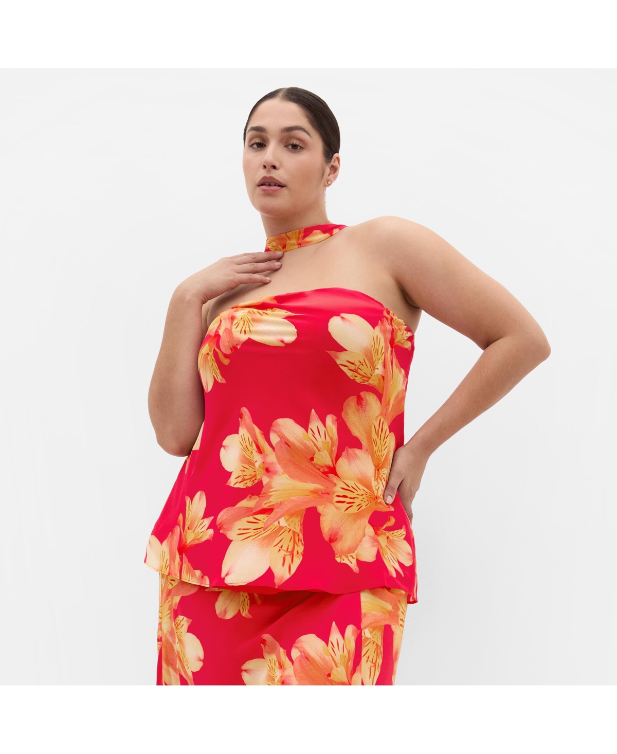 Click here for City Chic Womens Soiree Print Frill Detail Top - F... prices