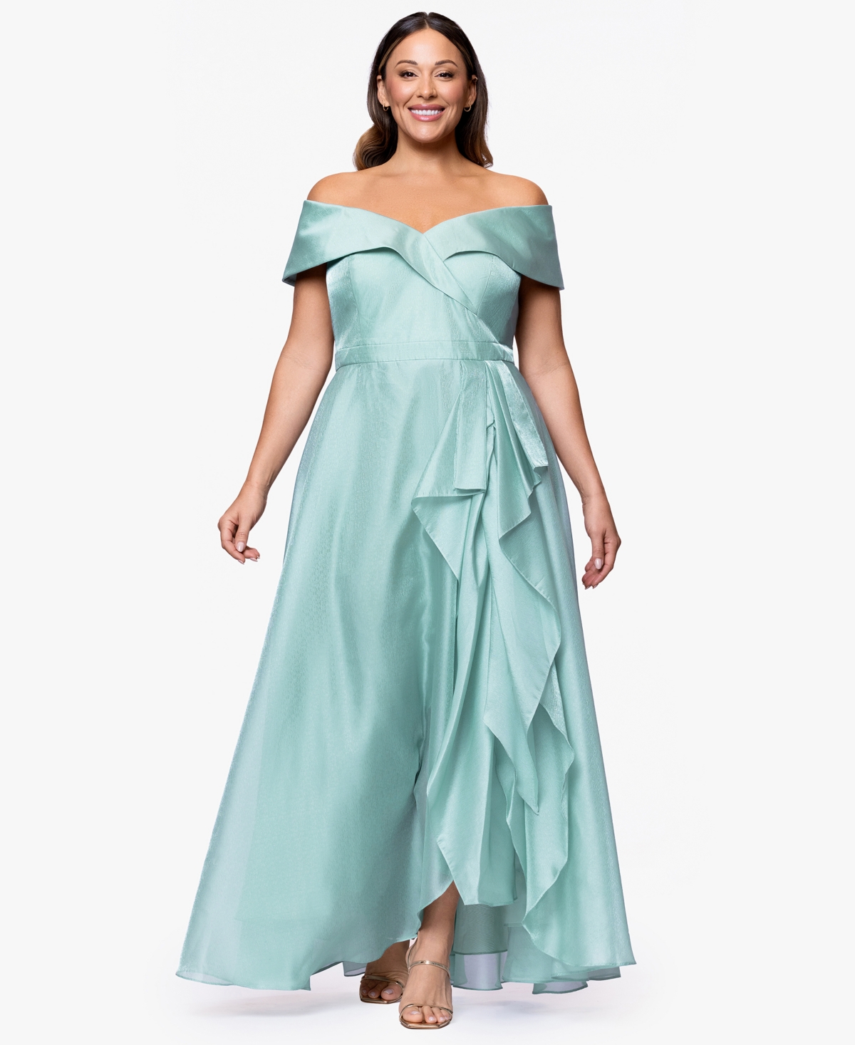 Click here for Xscape Plus Size Off-The-Shoulder Sleeveless Gown... prices