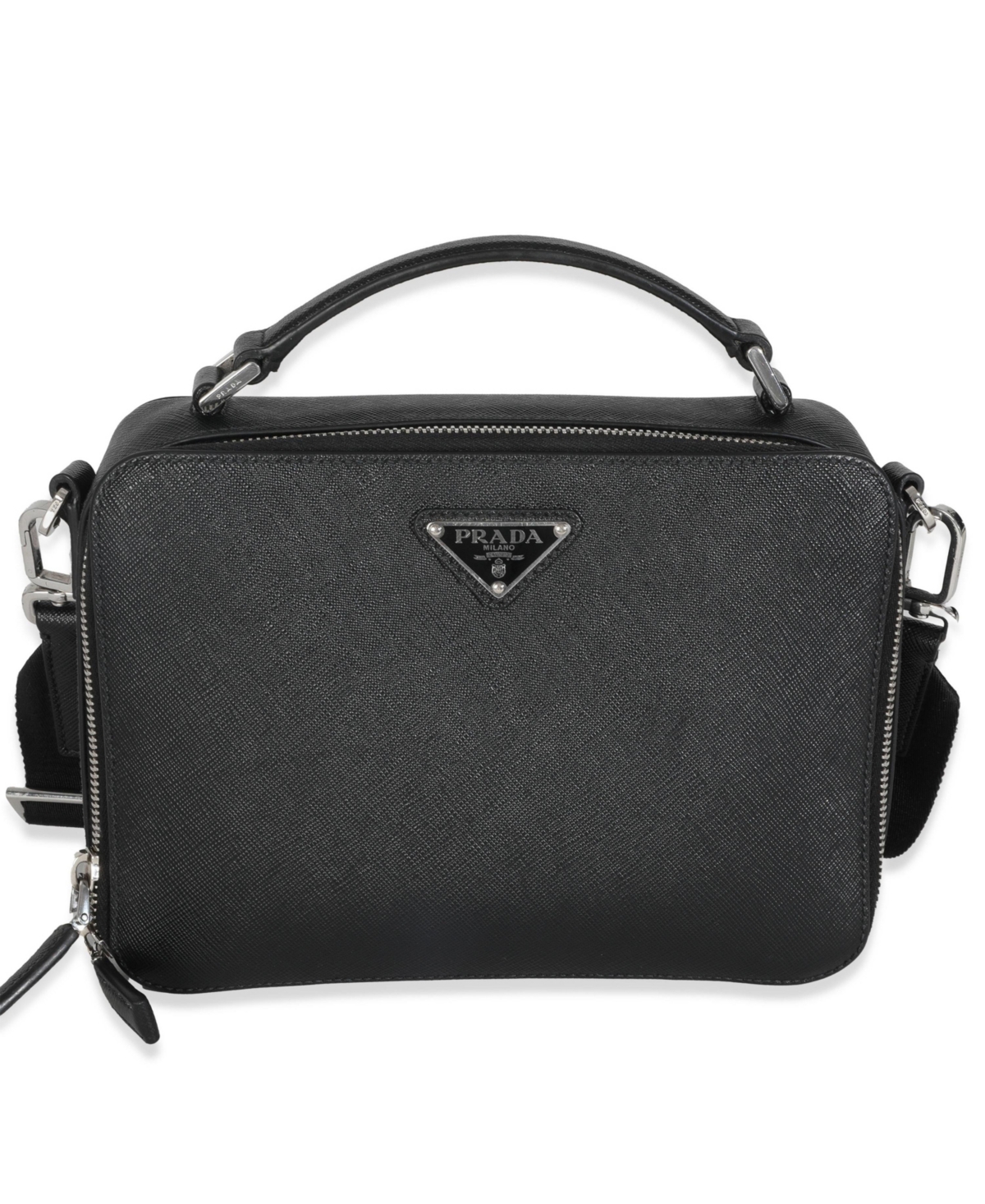 Click here for Pre-Owned Prada Black Saffiano Medium Brique Cross... prices