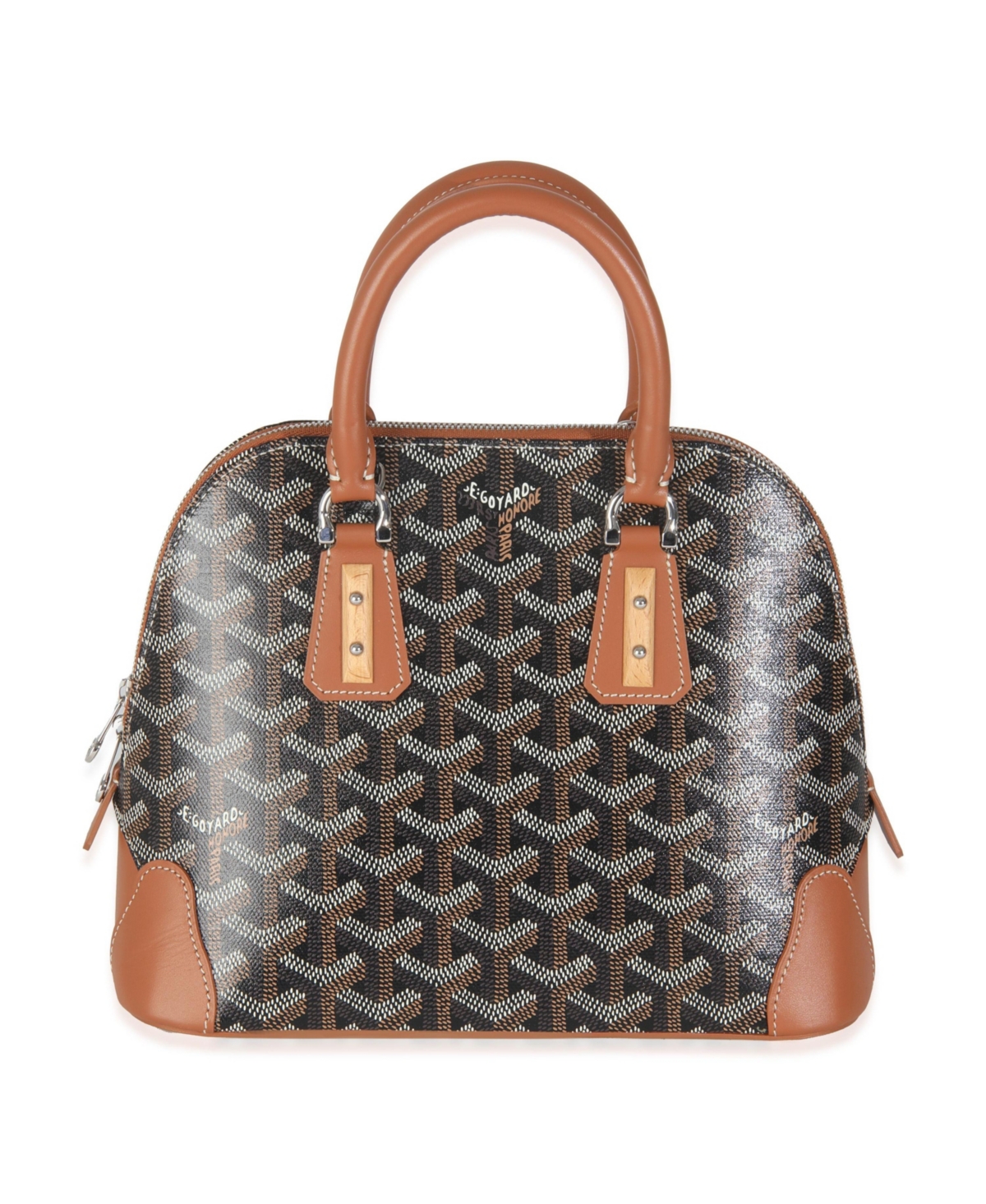 Click here for Pre-Owned Goyard Tan Black Goyardine Canvas Mini V... prices