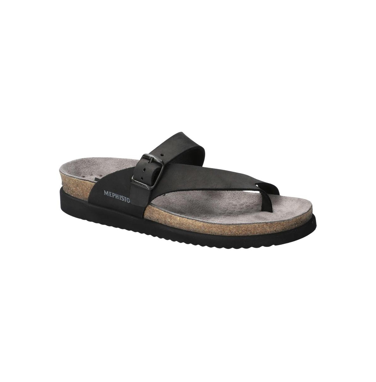 Click here for Mephisto Classics Nubuk Leather Sandal - Black nub... prices