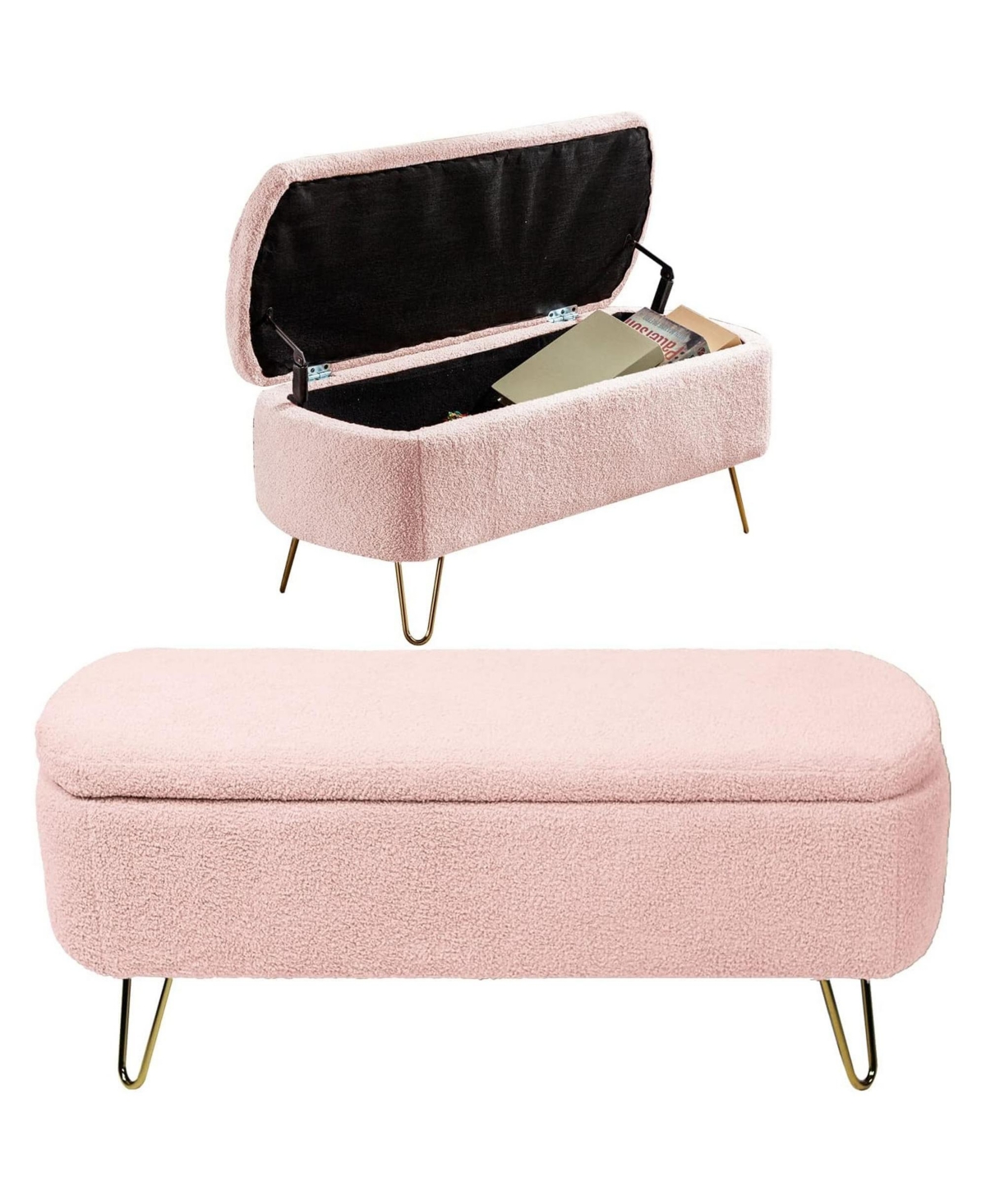 Click here for Rainsken Modern Storage Ottoman Bench - Oval Faux... prices