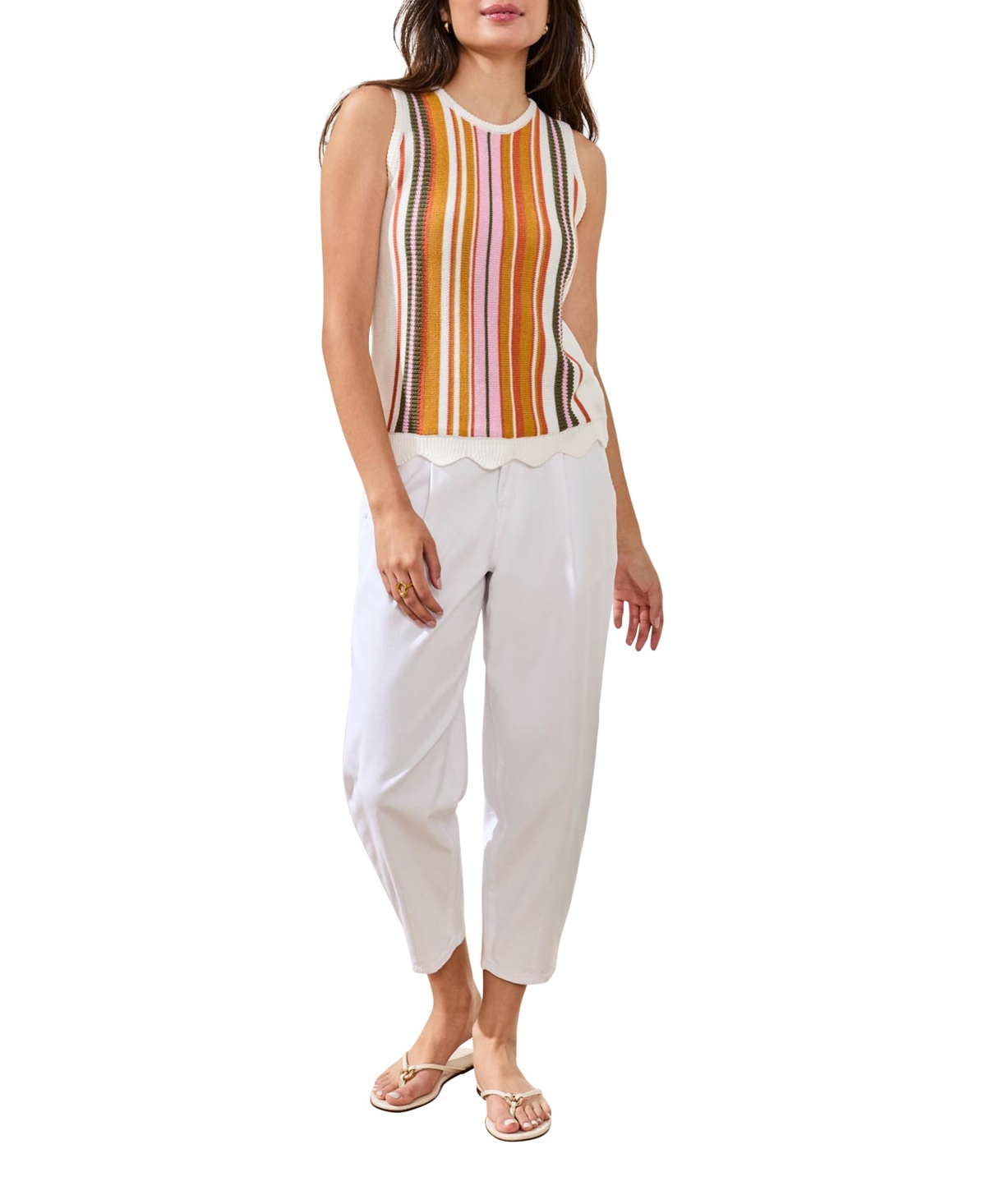 Click here for Tribal Womens Sleeveless Crew Neck Sweater - Eggsh... prices