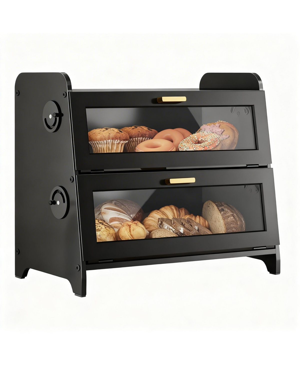 Click here for Yigii Bread Box 2-Tier Bamboo Storage Cutting Boar... prices