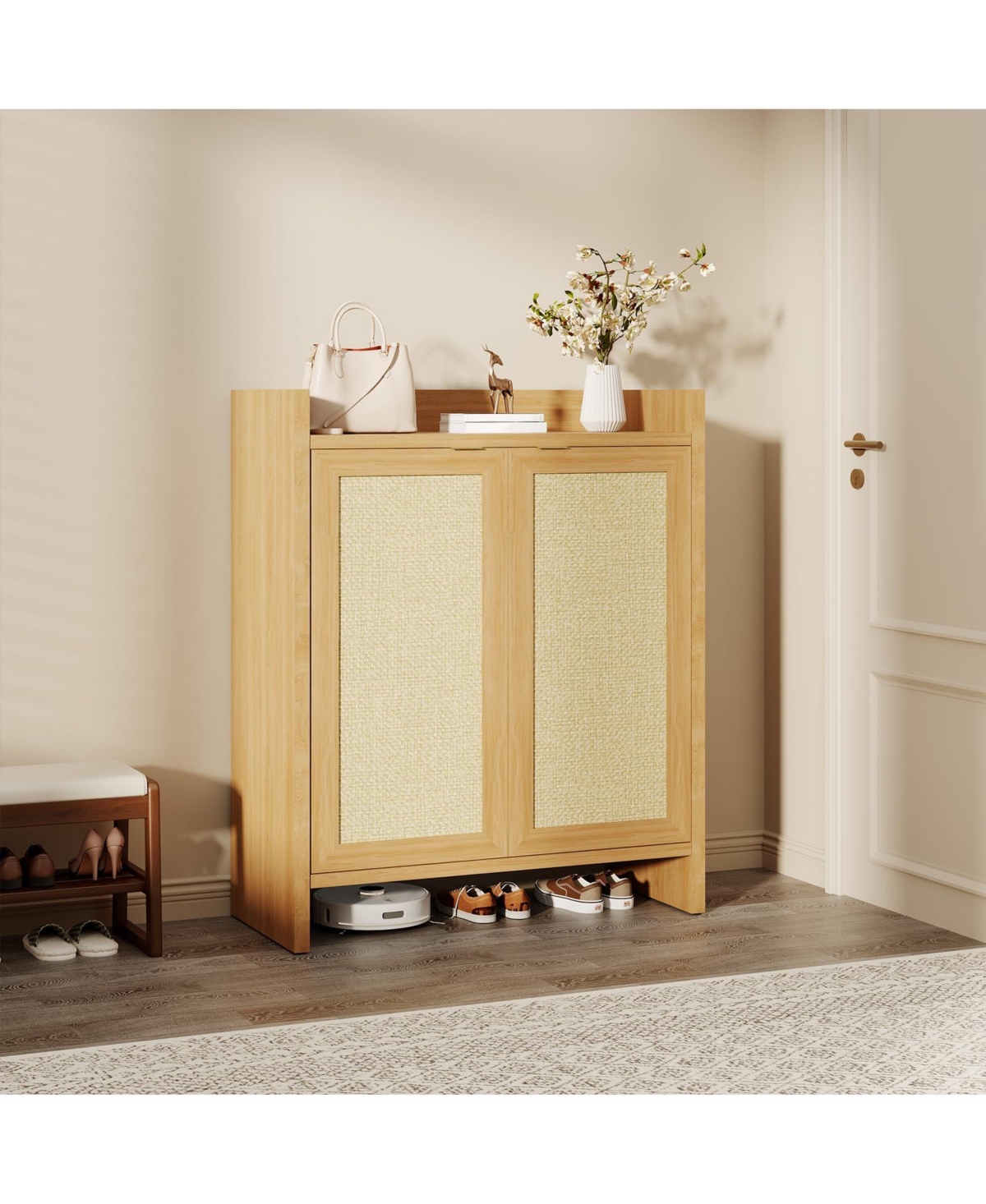 Click here for Homfan Rattan Shoe Cabinet with Doors  41" Wo... prices