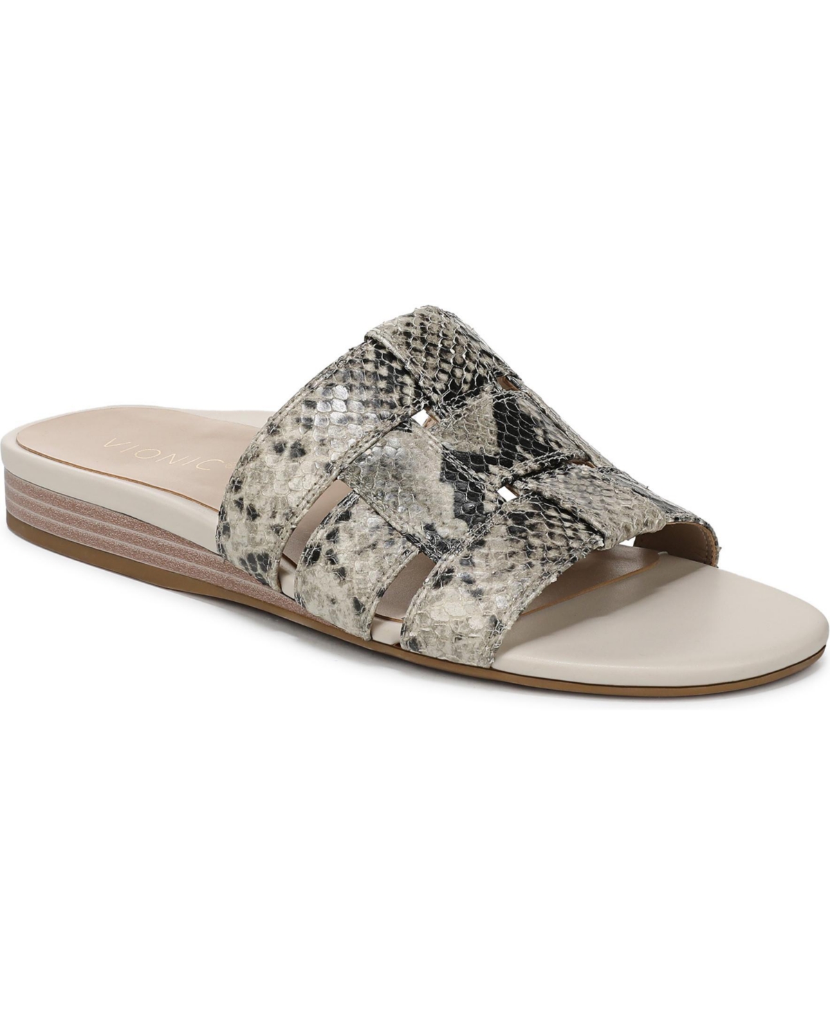 Click here for Vionic Womens Glendora Slide Sandals - Cream snake... prices