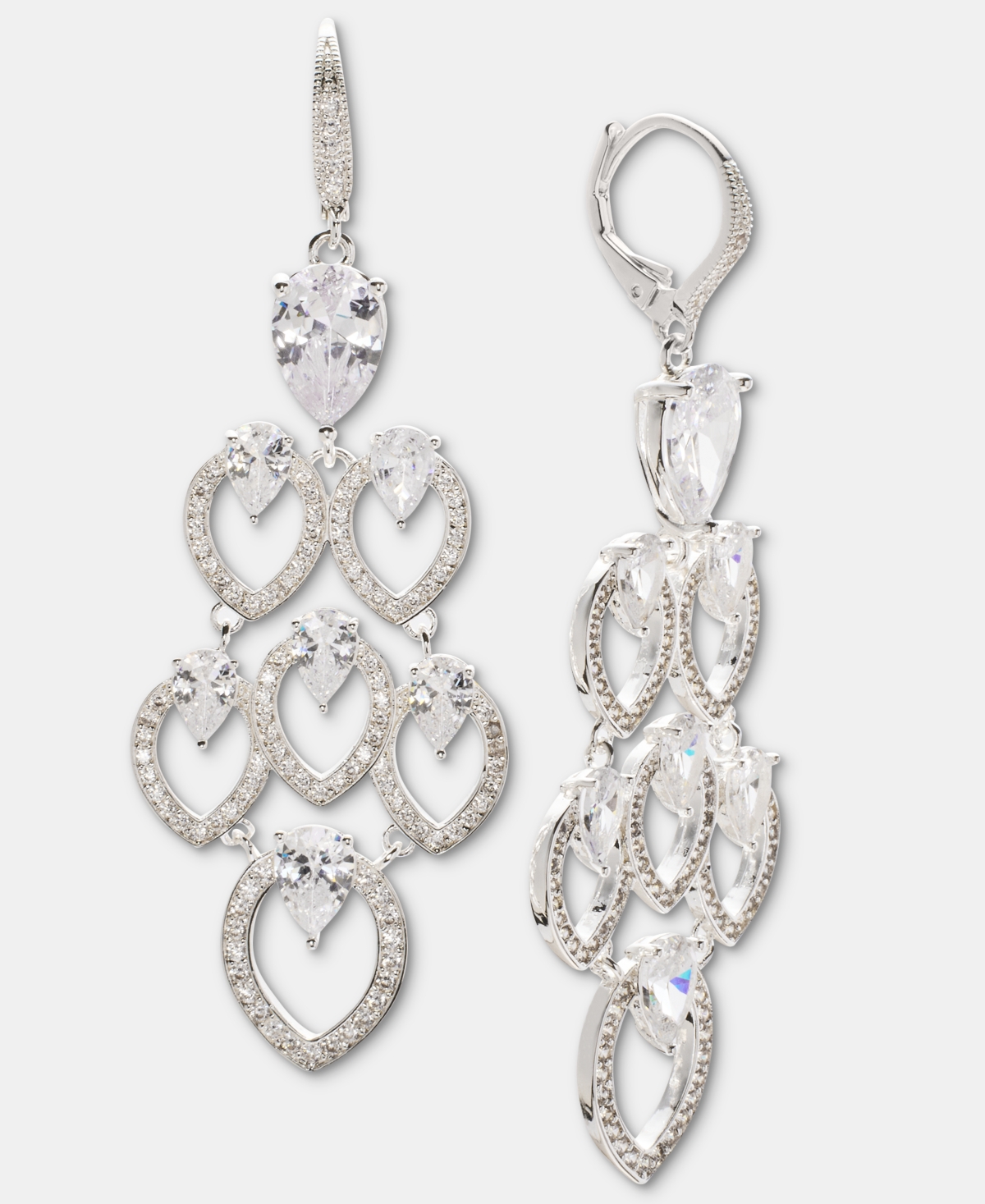 Click here for Anne Klein Silver-Tone Navette Pearl Stone Chandel... prices