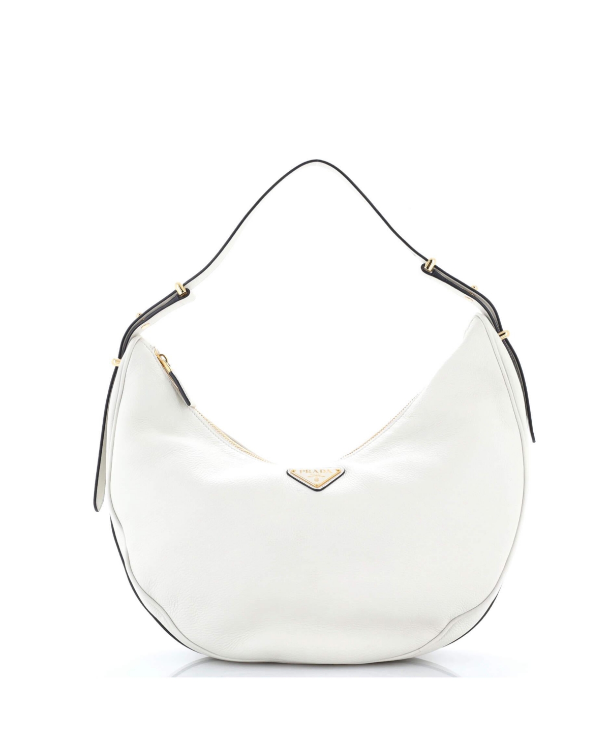 Click here for Pre-Owned Prada Large Arque Half Moon Hobo Leather... prices